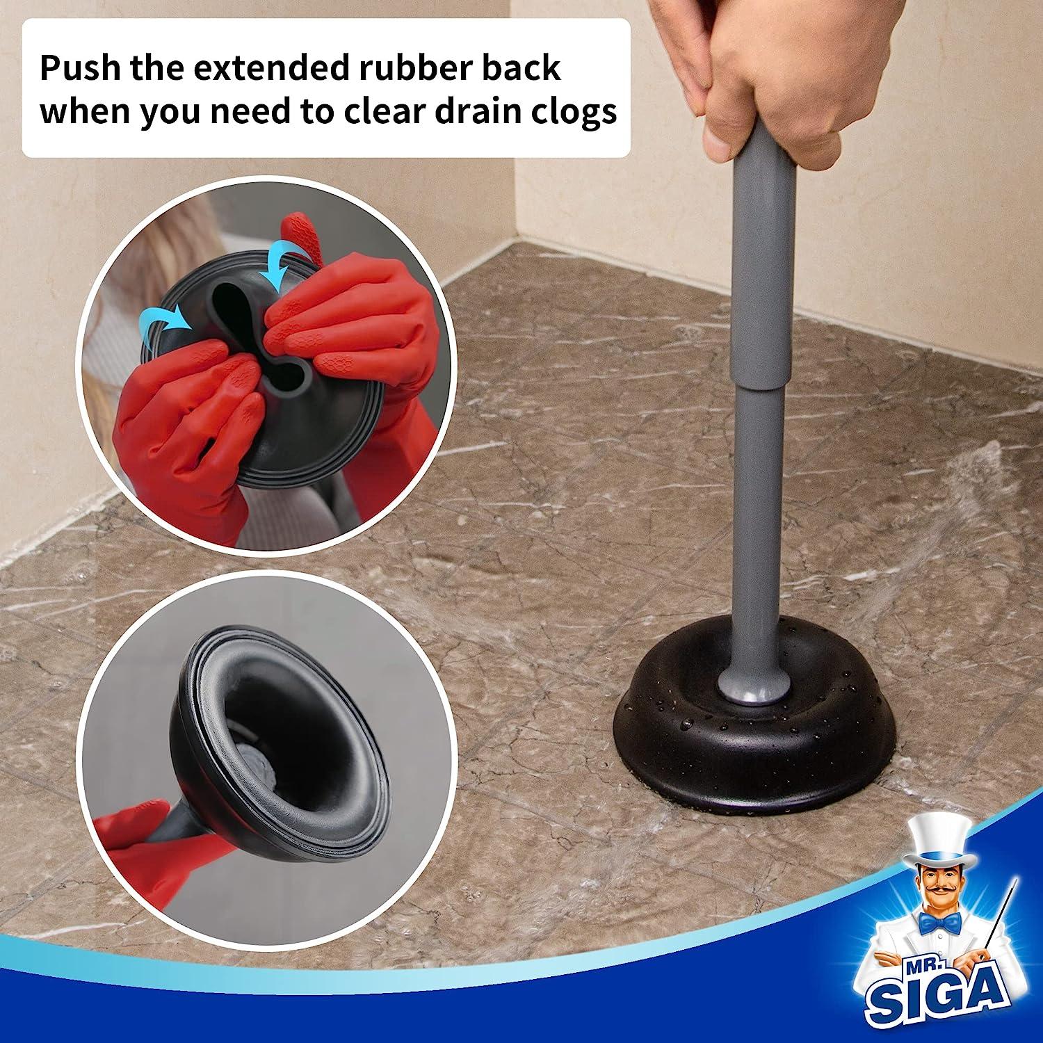 MR.SIGA Heavy Duty Toilet Plunger with Sturdy Handle and Holder - Gray ...