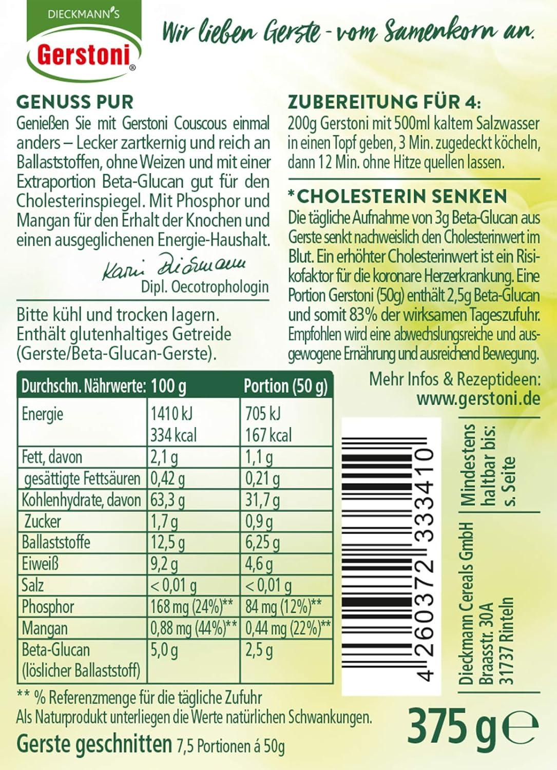 Gerstoni Gourmet Barley Couscous 375g - Mild Nutty Wheat-Free Powerfood | High Beta-Glucan ...