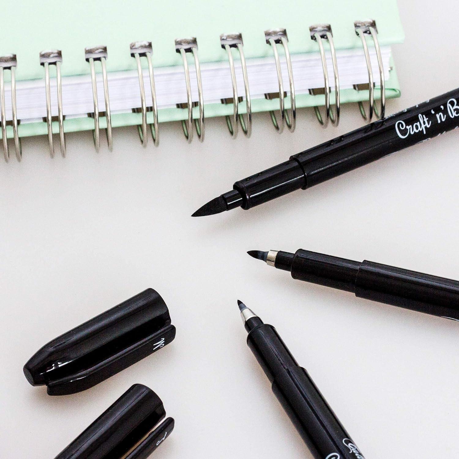 Craft 'n' Beyond Calligraphy Brush Pens Set - Pack of 3 Small, Medium ...