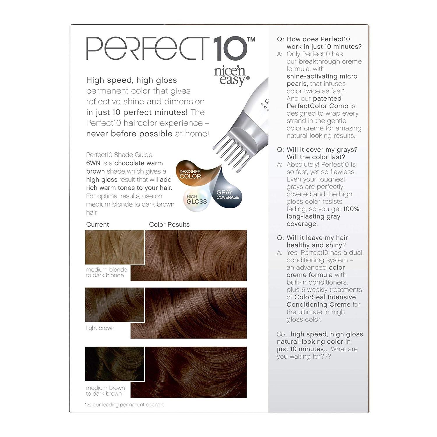 Clairol Nice'n Easy Perfect 10 6WN Light Chocolate Brown Permanent Hair ...