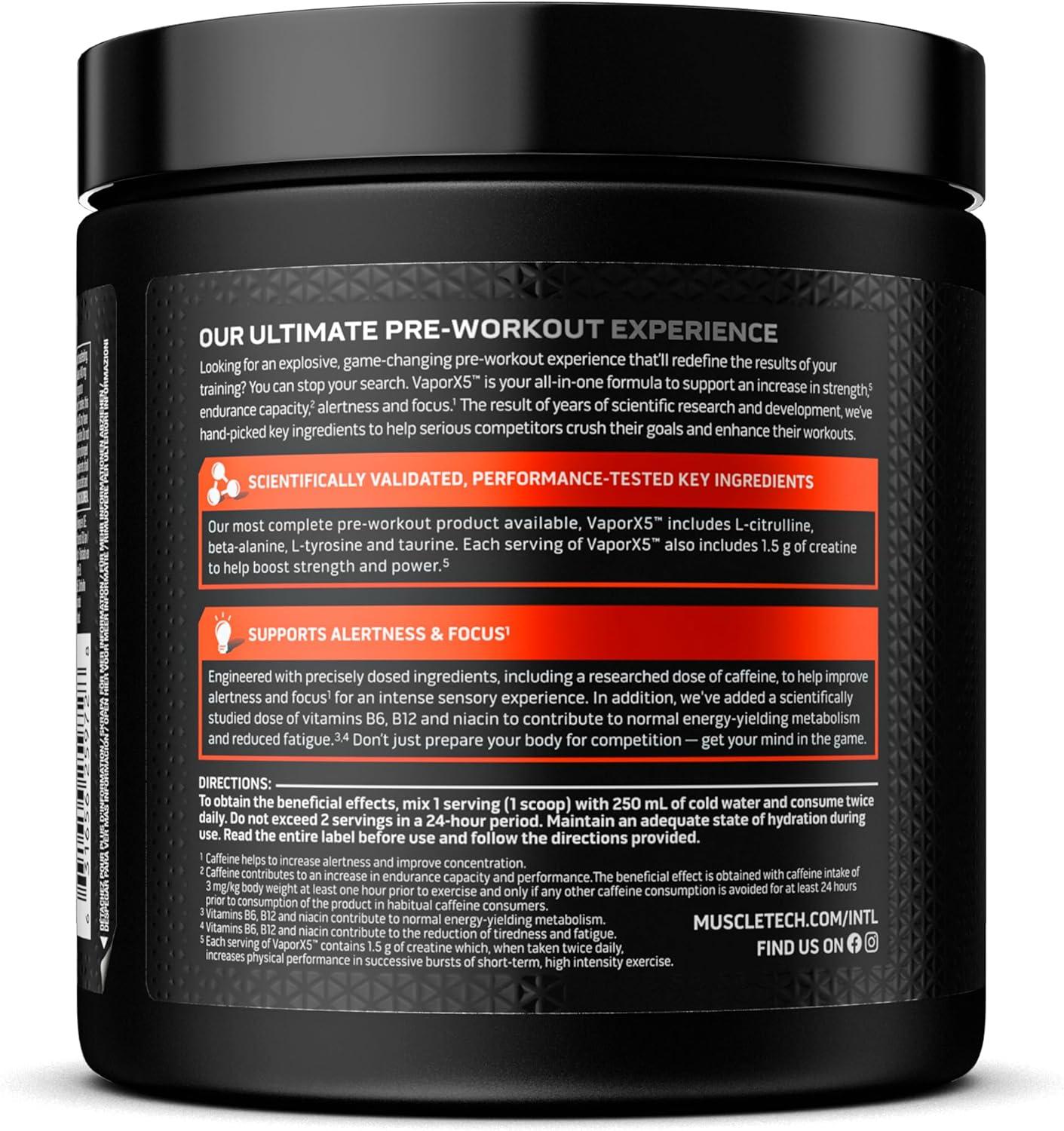 Muscletech Vapor X5 Pre-Workout Powder | 30 Servings | 3G Creatine Beta Alanine & Caffeine ...