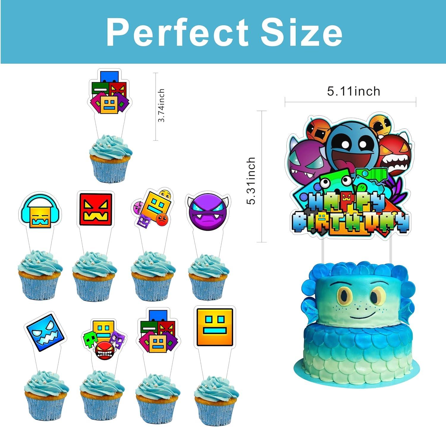 24Pcs Geometry Aesthetic Dash Cupcake Toppers and Cake Topper for ...