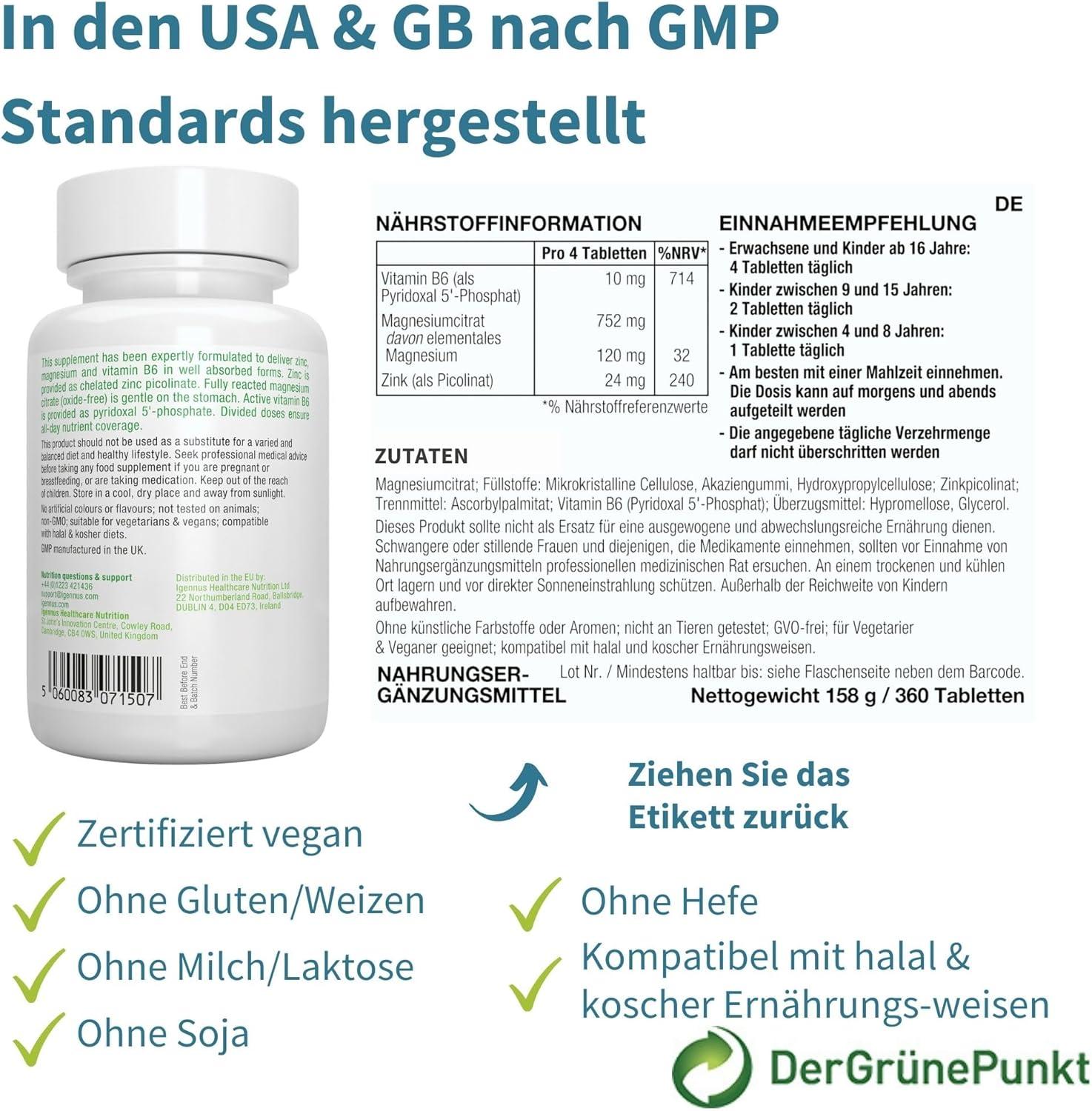 Neurobalance ZMB6 Tablets - High Dose Zinc Vitamin B6 & Magnesium ...