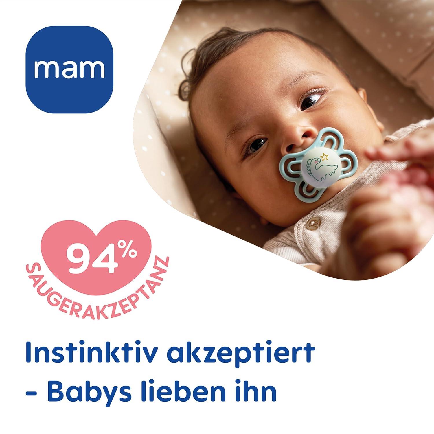 Mam Perfect Night Pacifier Set (2 Pack) - Glow in the Dark Eco-Friendly ...