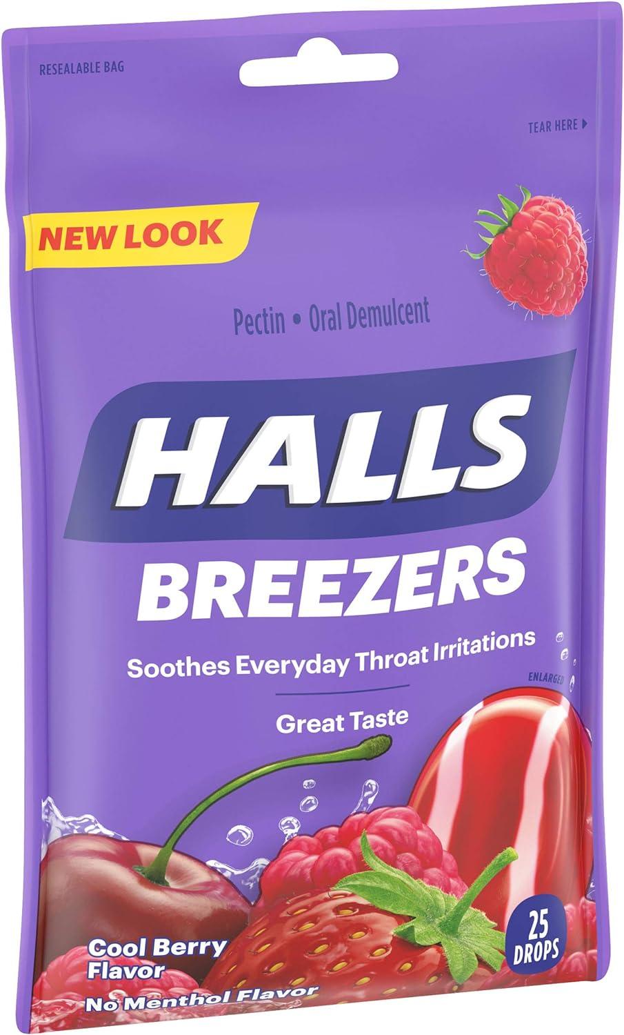 HALLS Breezers Cool Berry Drops - 25 Drops | Refreshing Berry Flavored ...