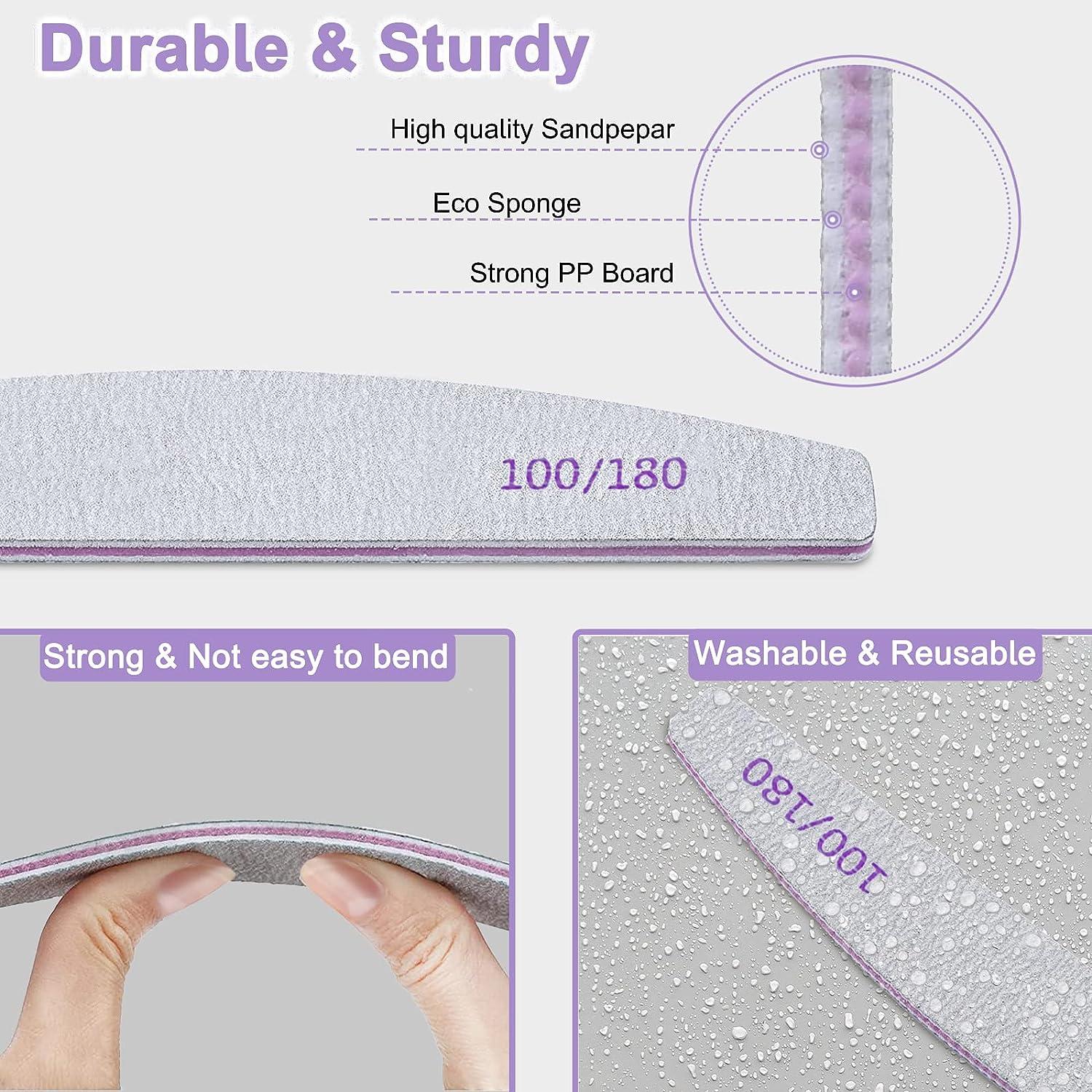 150 Pieces Professional Nail Files - Double Sided 100/180 Grit Emery ...