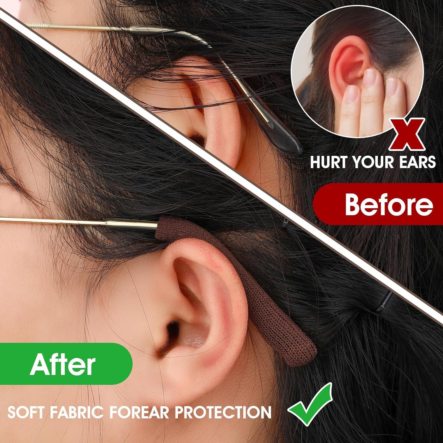 8 Pcs Soft Knitted Cotton Eyeglass Ear Cushions - Anti Slip Temple Pads ...