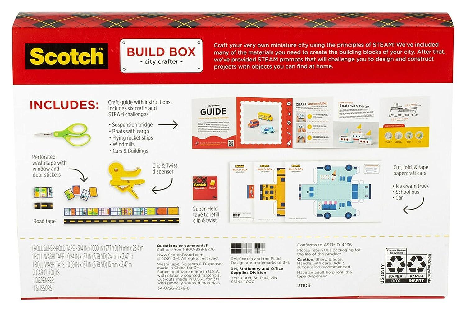 Scotch STEAM Kids Craft Kit STEM City Crafter Build Box Super-Hold Tape ...