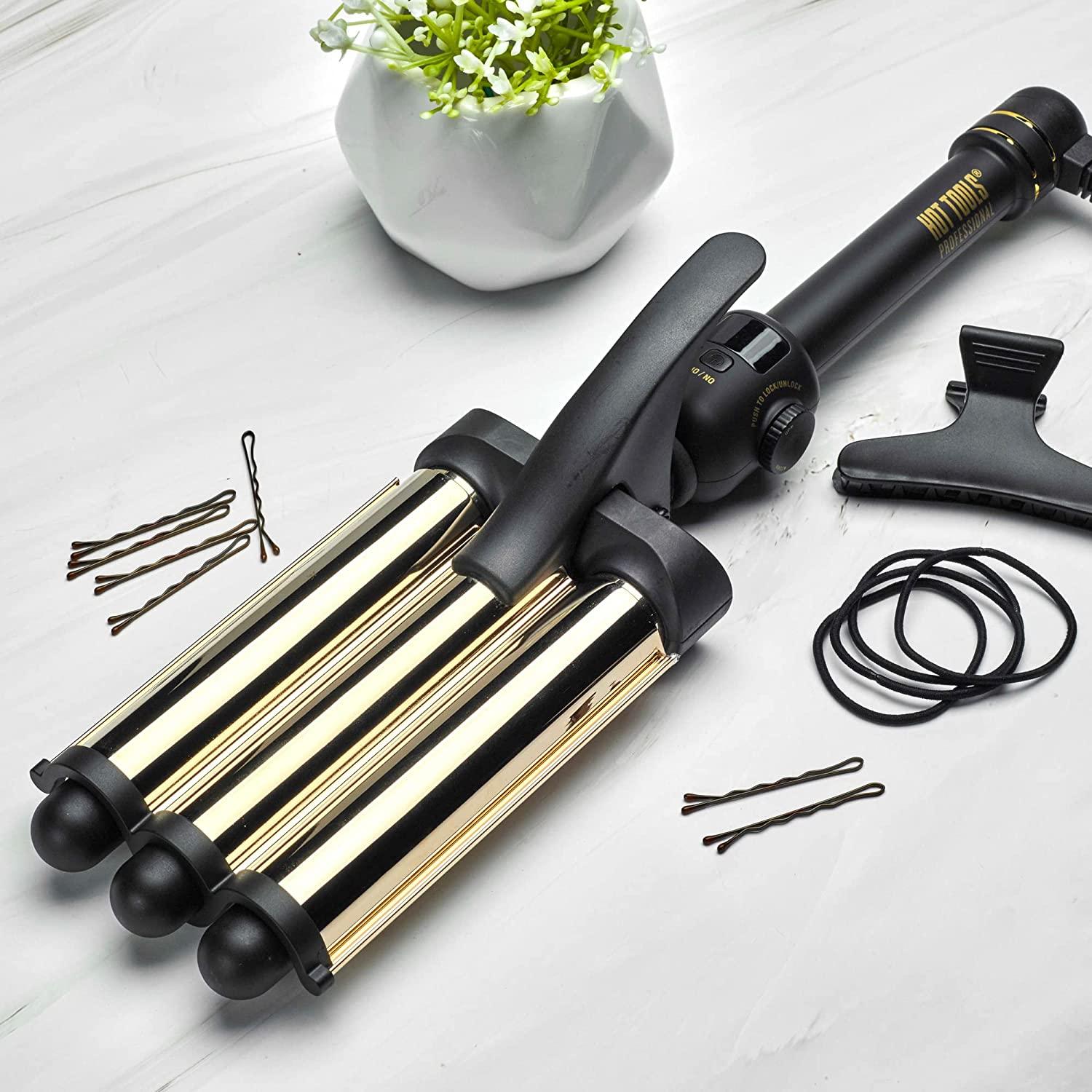 Hot Tools Pro Artist 24k Gold Digital 3 Barrel Hair Waver Jumbo Size
