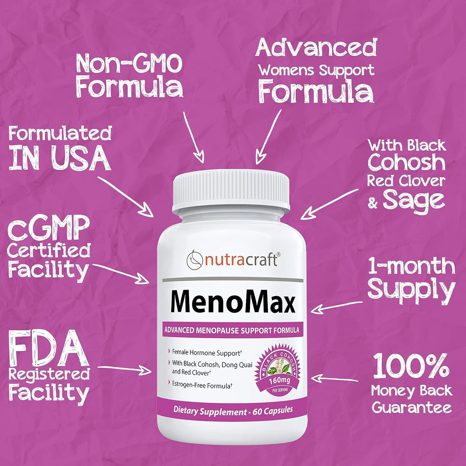 MenoMax Menopause Relief Supplement | Natural Support for Symptoms | 60 ...