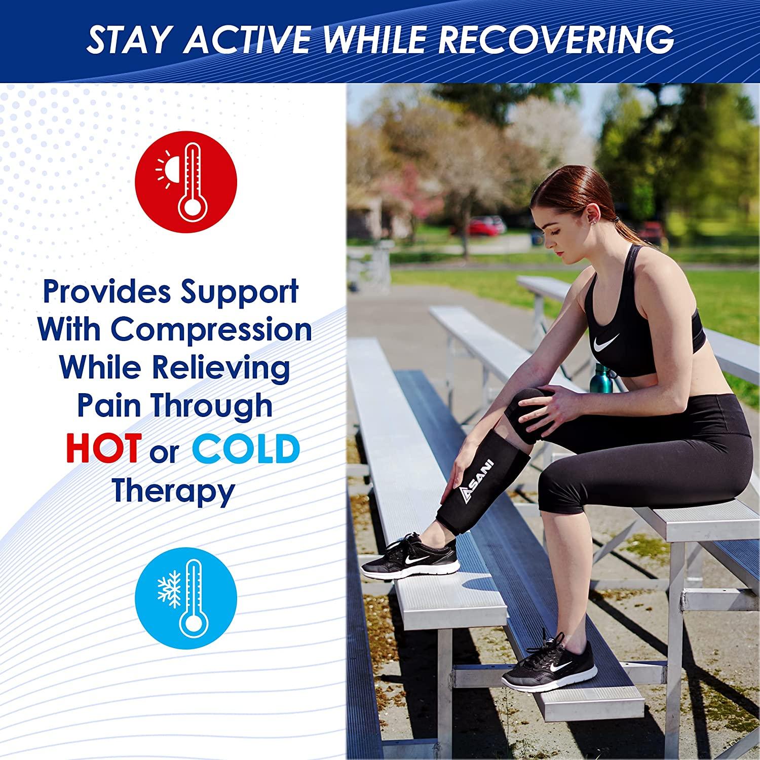 Asani Compression Ice Pack Sleeve (Medium) - Hot/Cold Therapy for Elbow, Knee, Calf & Ankle ...