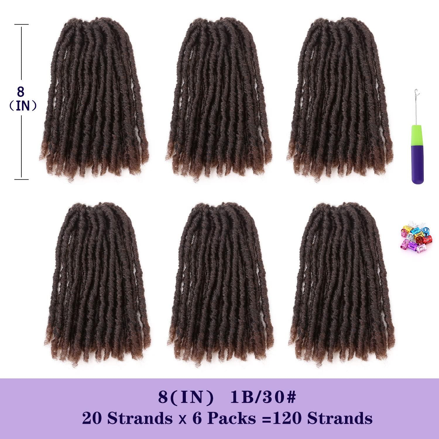 WIGNEE Crochet Faux Locs 8 Soft Pre-Twisted Dreadlock Hair, Ombre 1B/30 - 6 Packs for Black ...
