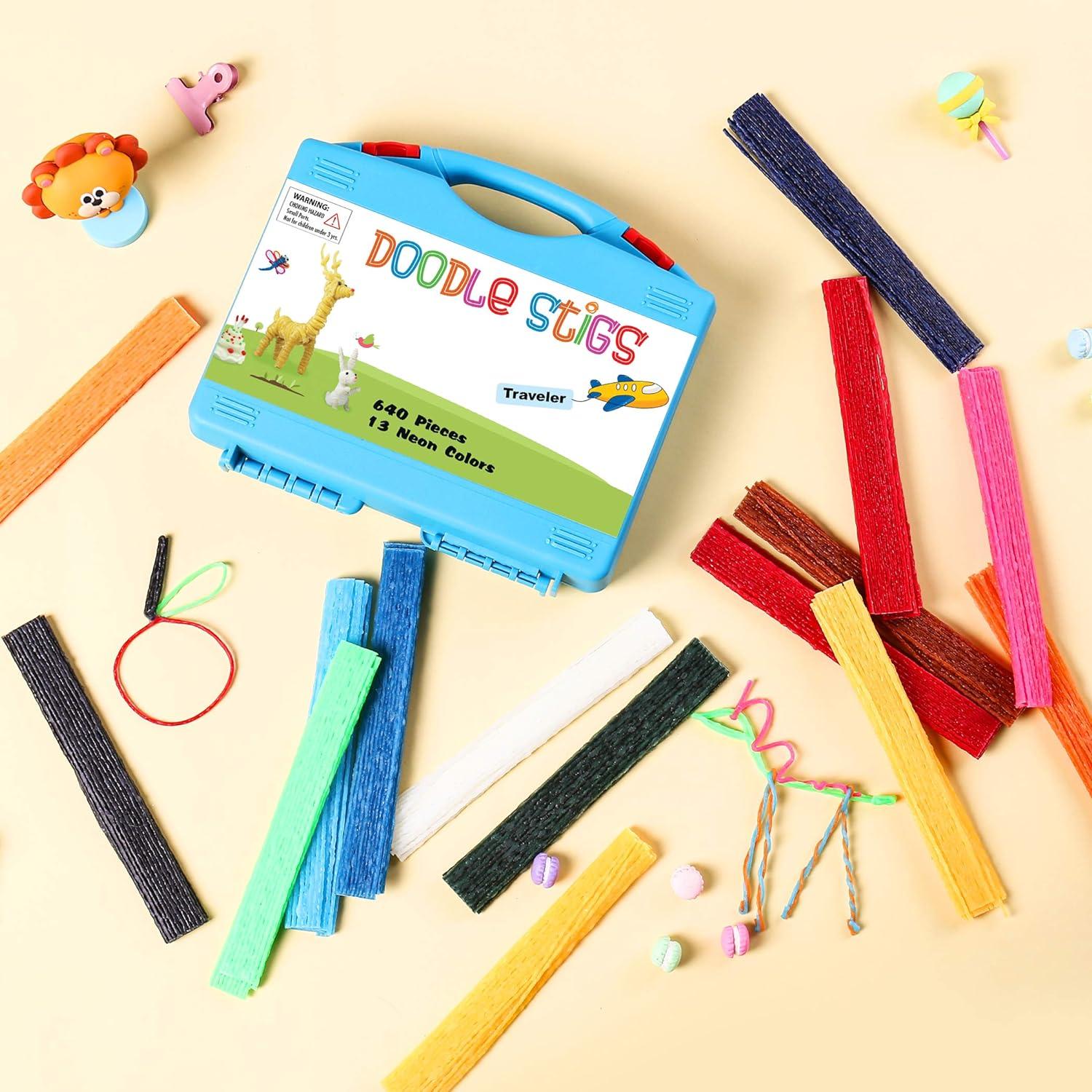 640 Pieces Wax Yarn Sticks with Travel Case | 6-Inch 13 Neon Colors ...