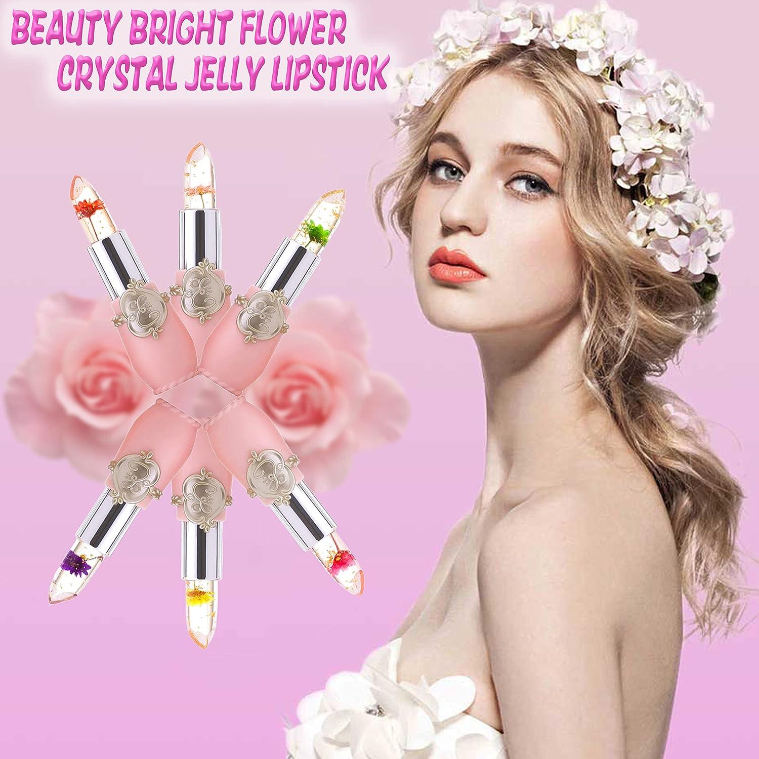 Witcrskm Color Changing Lipstick Set - 6 Pcs Magic Crystal Flower Jelly ...