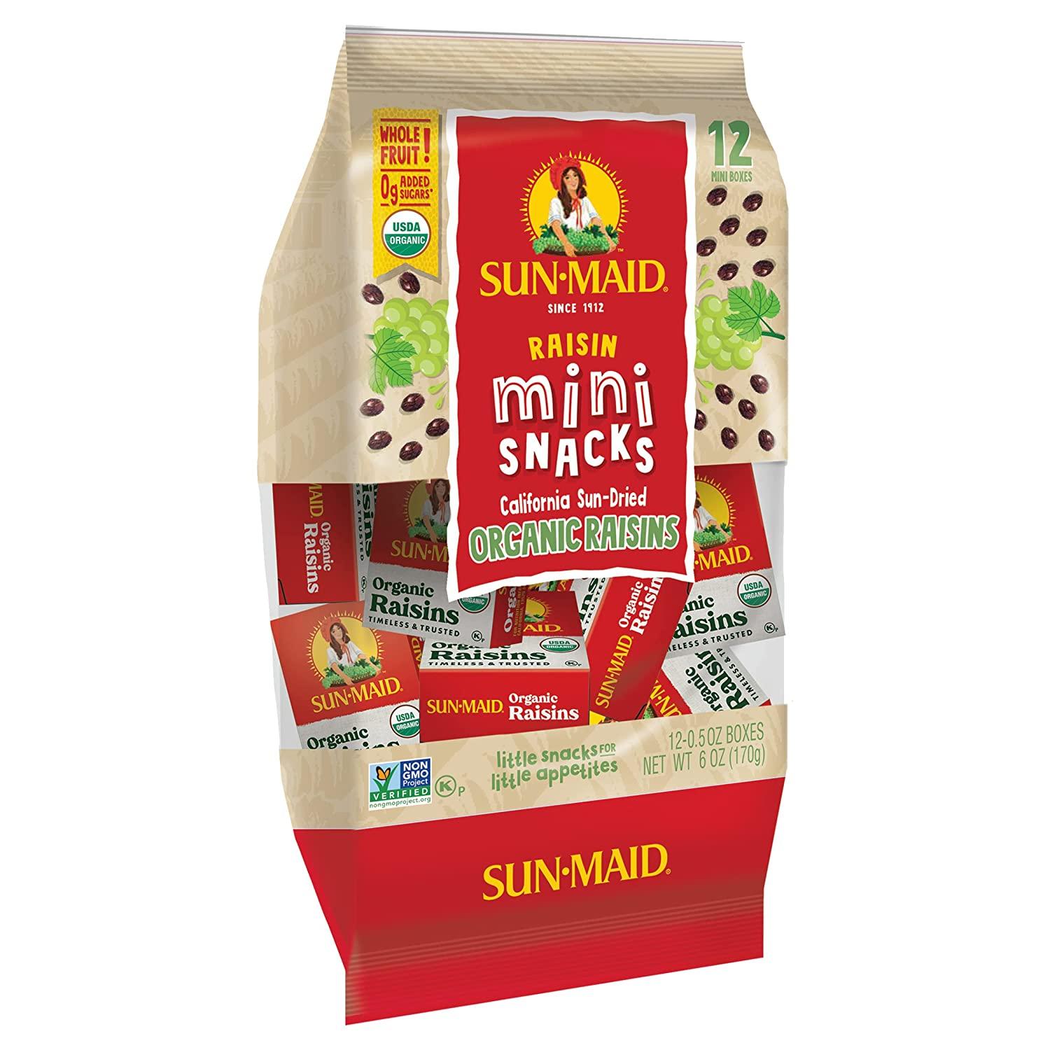 Sun-Maid Organic Raisins - Healthy Dried Fruit Snacks for Kids (12 ct ...