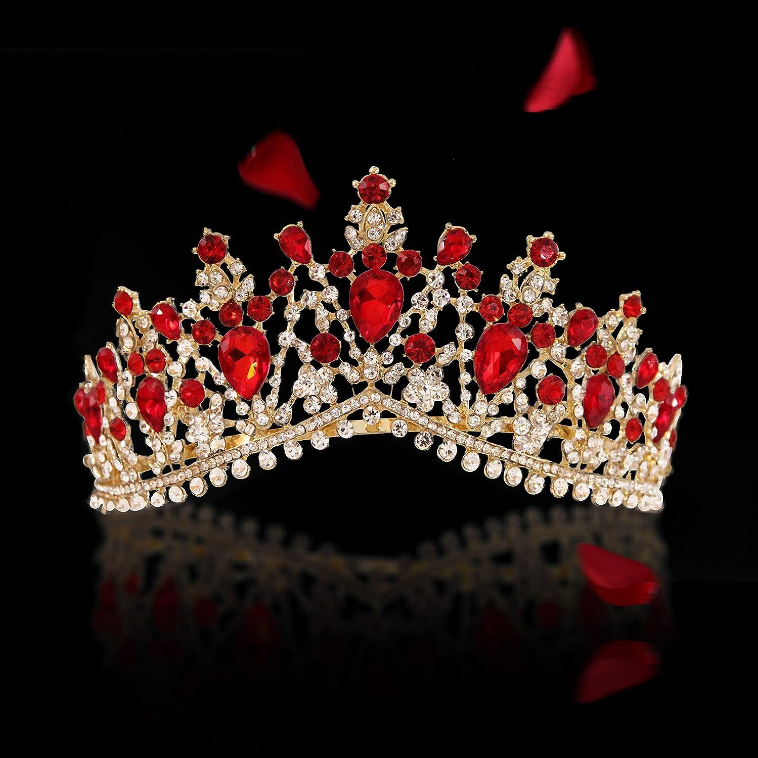 Vintage Baroque Ruby Crown for Brides | Crystal Wedding Hair Accessory ...