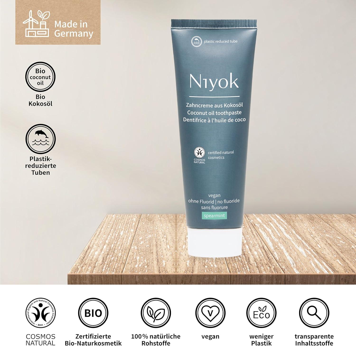 Niyok Organic Coconut Oil Toothpaste (3x75ml) - Fluoride-Free Vegan ...