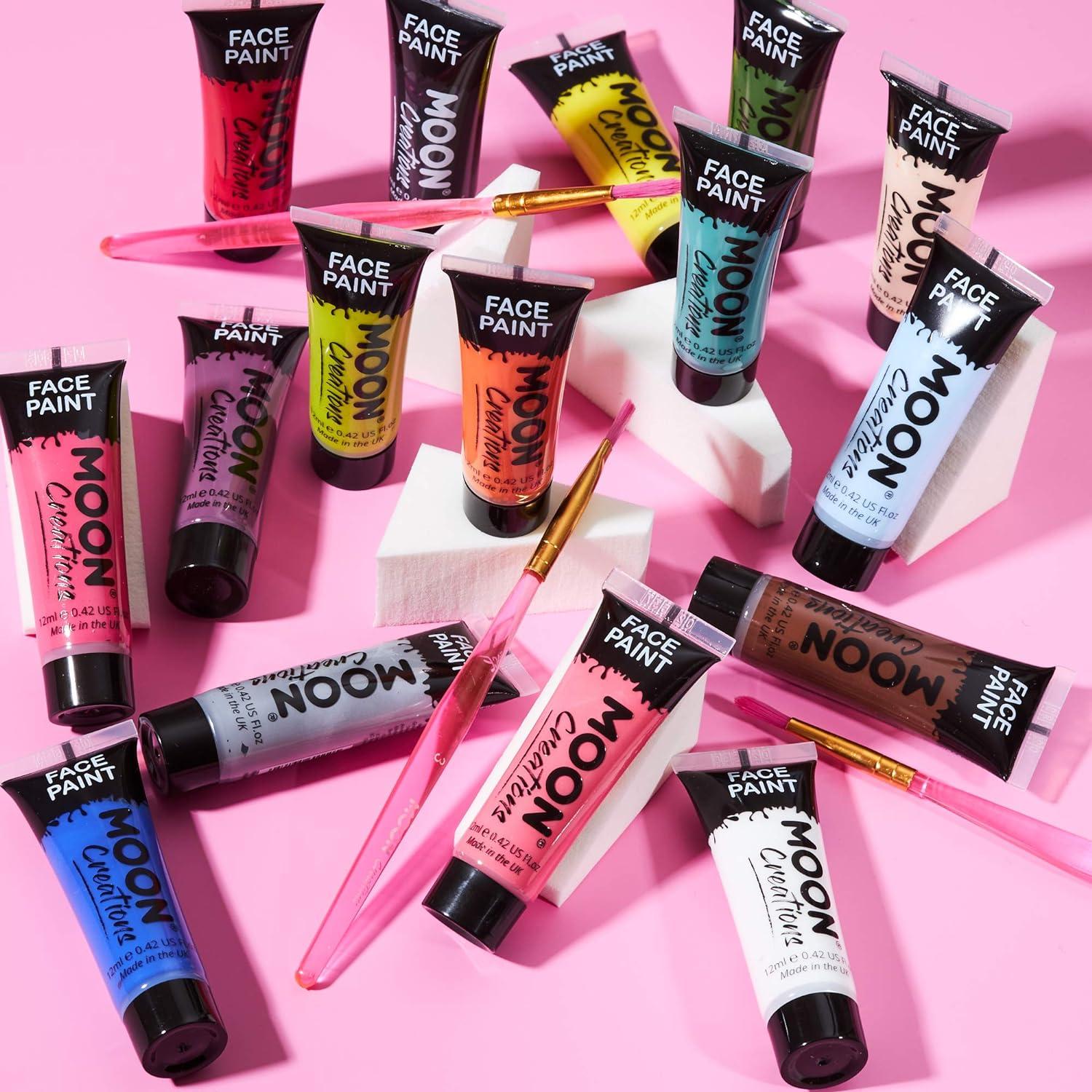 Moon Creations Pink Face & Body Paint Tubes 12ml - No Flake, Cruelty Free, Made in UK - Ready to ...