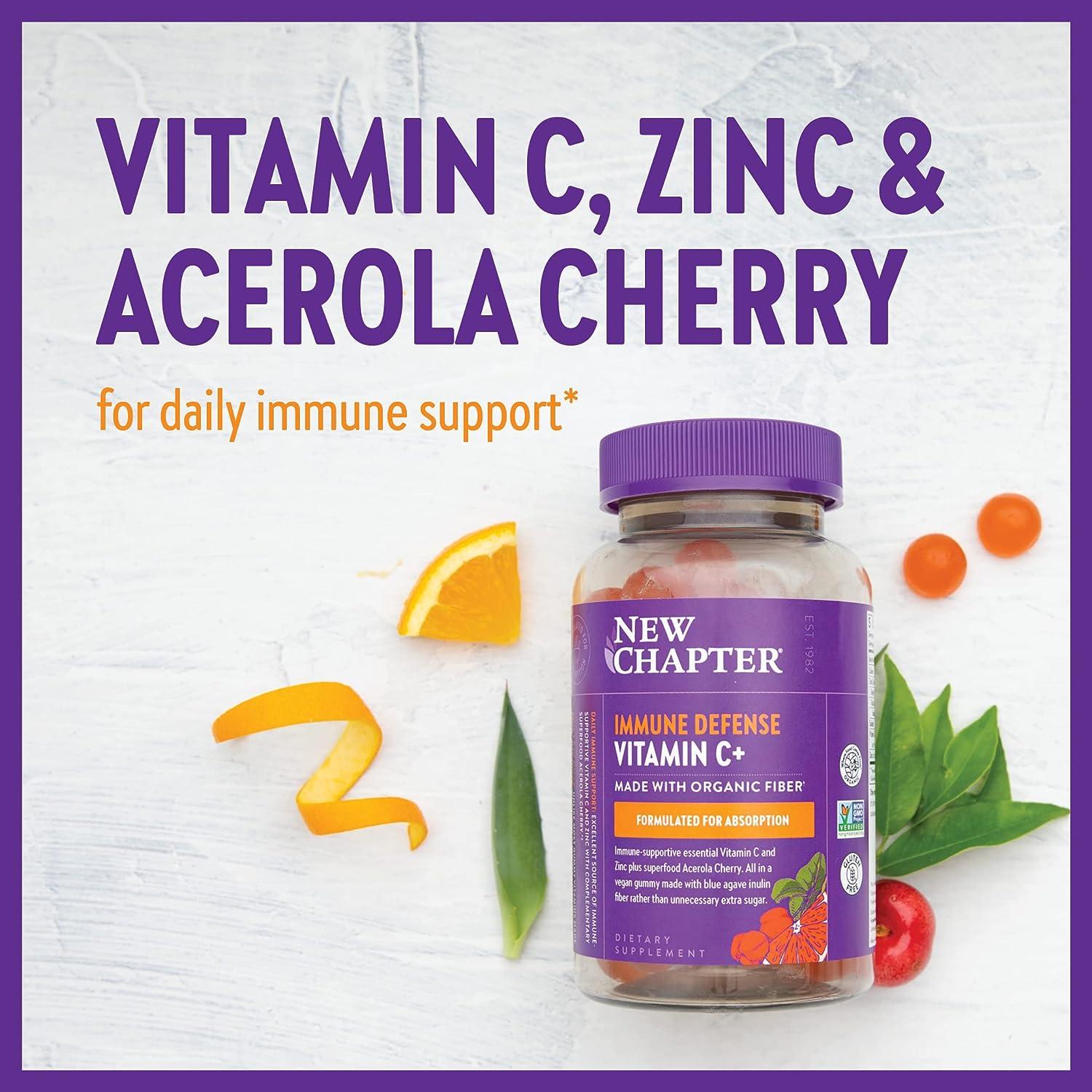 New Chapter Vitamin C+ Gummies - Immune Support with Acerola Cherry ...