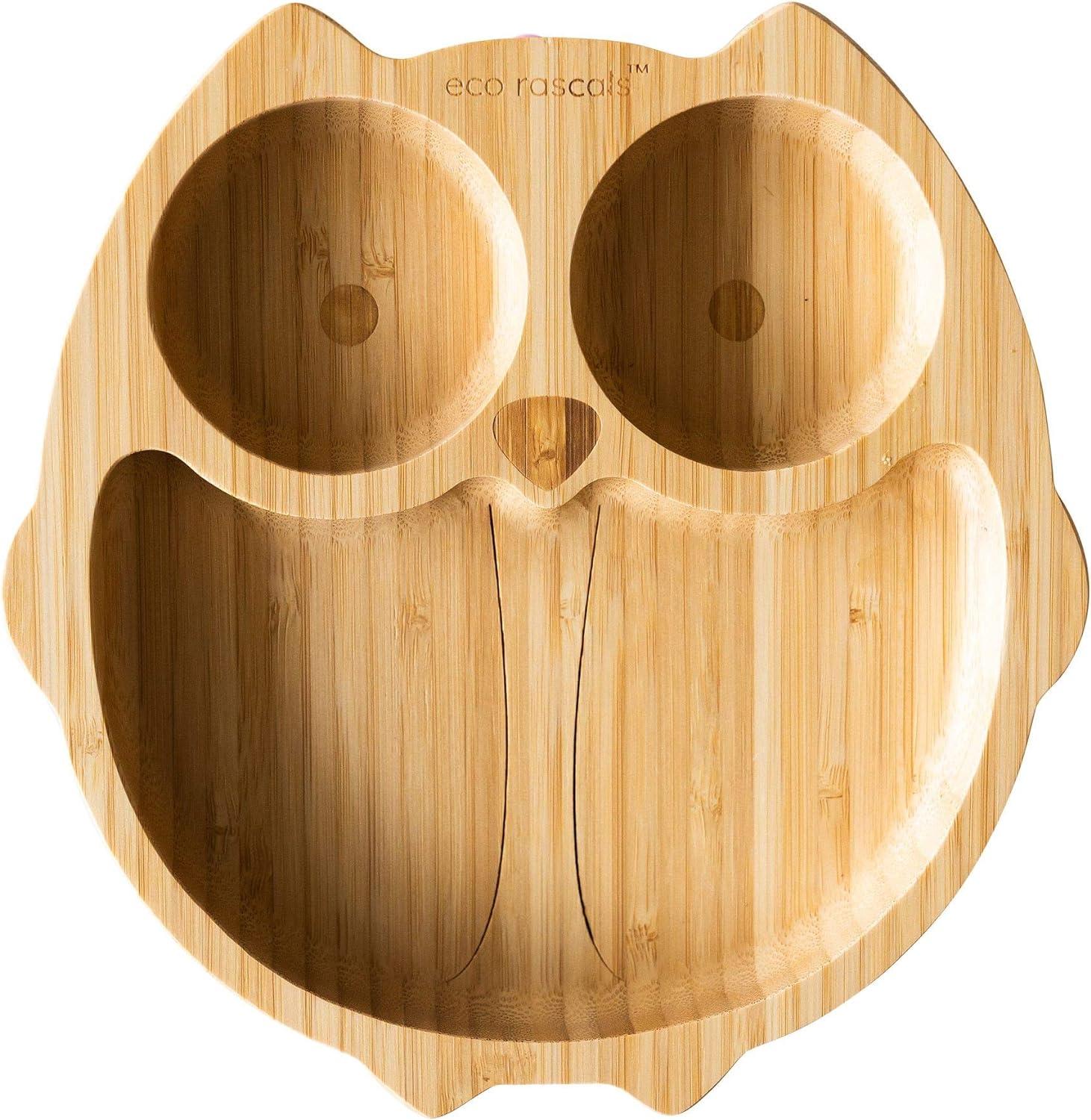 Eco Rascals Owl Shaped Bamboo Baby Toddler Plate | Suction Feeding ...