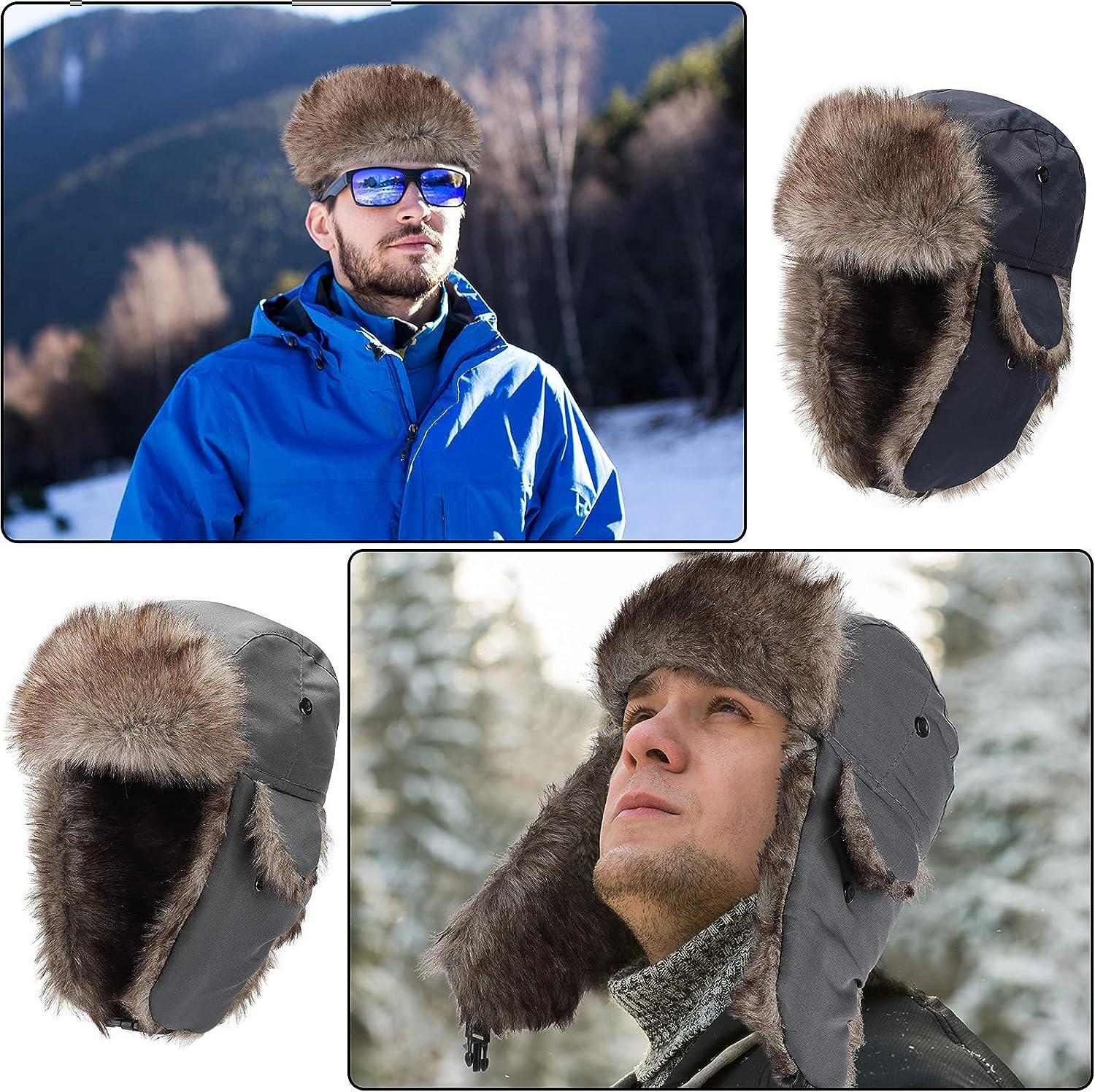 Russian Trapper Ushanka Hats - 3-Piece Set for Men and Women | Winter ...