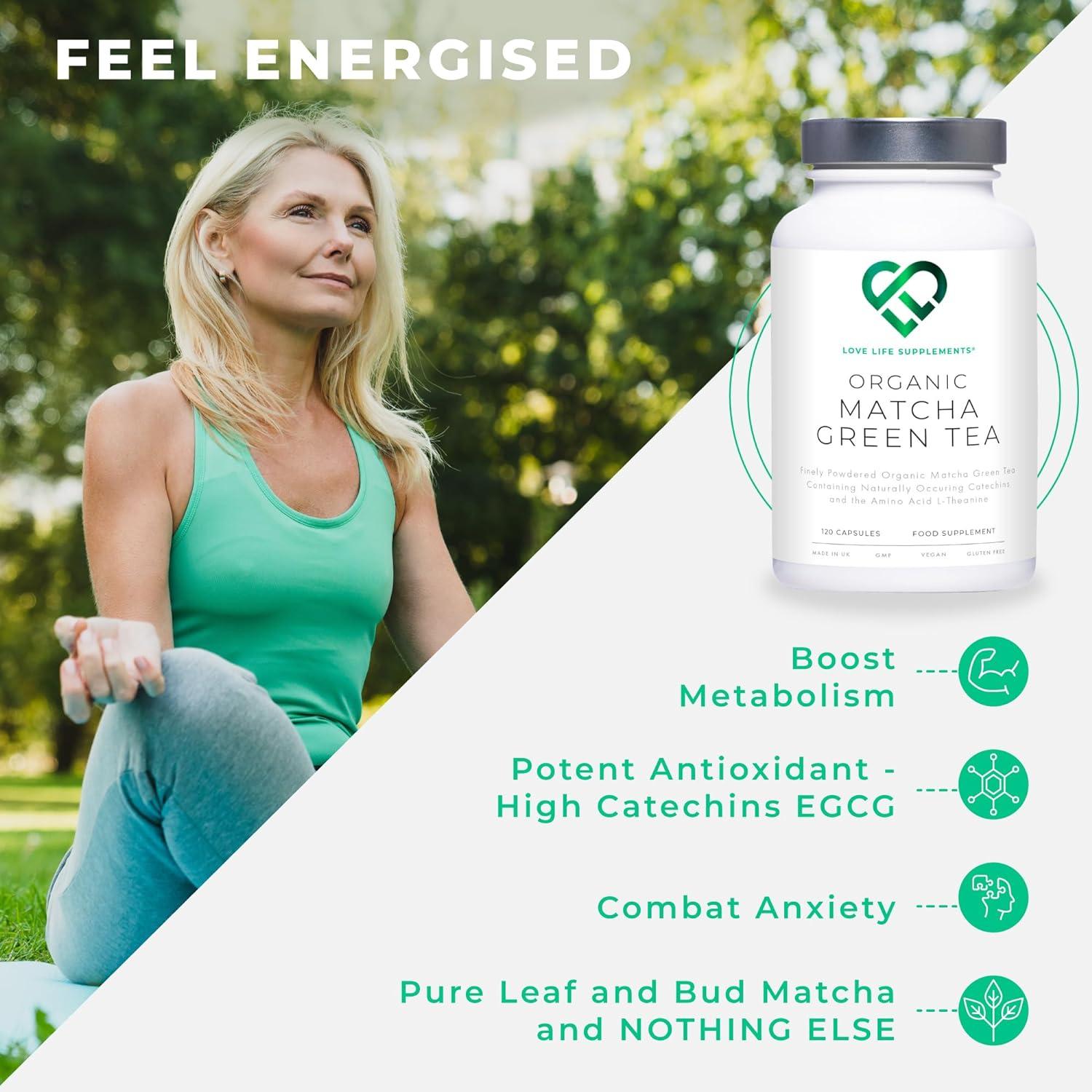 Organic Japanese Matcha Green Tea Capsules | 120 Capsules (60 Servings ...