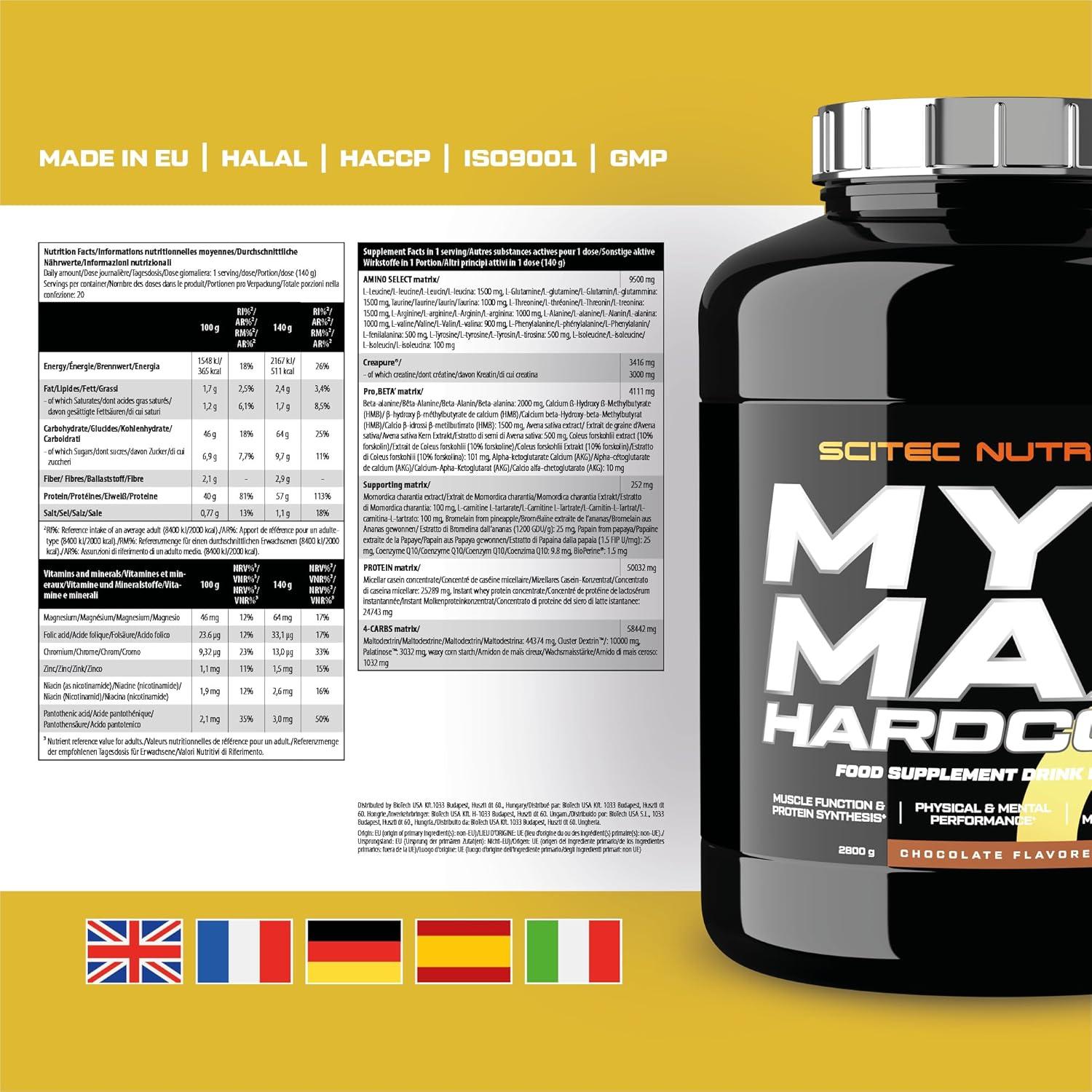 Scitec Nutrition Myomax Hardcore 2.8kg - Ultimate Mass Gainer with ...