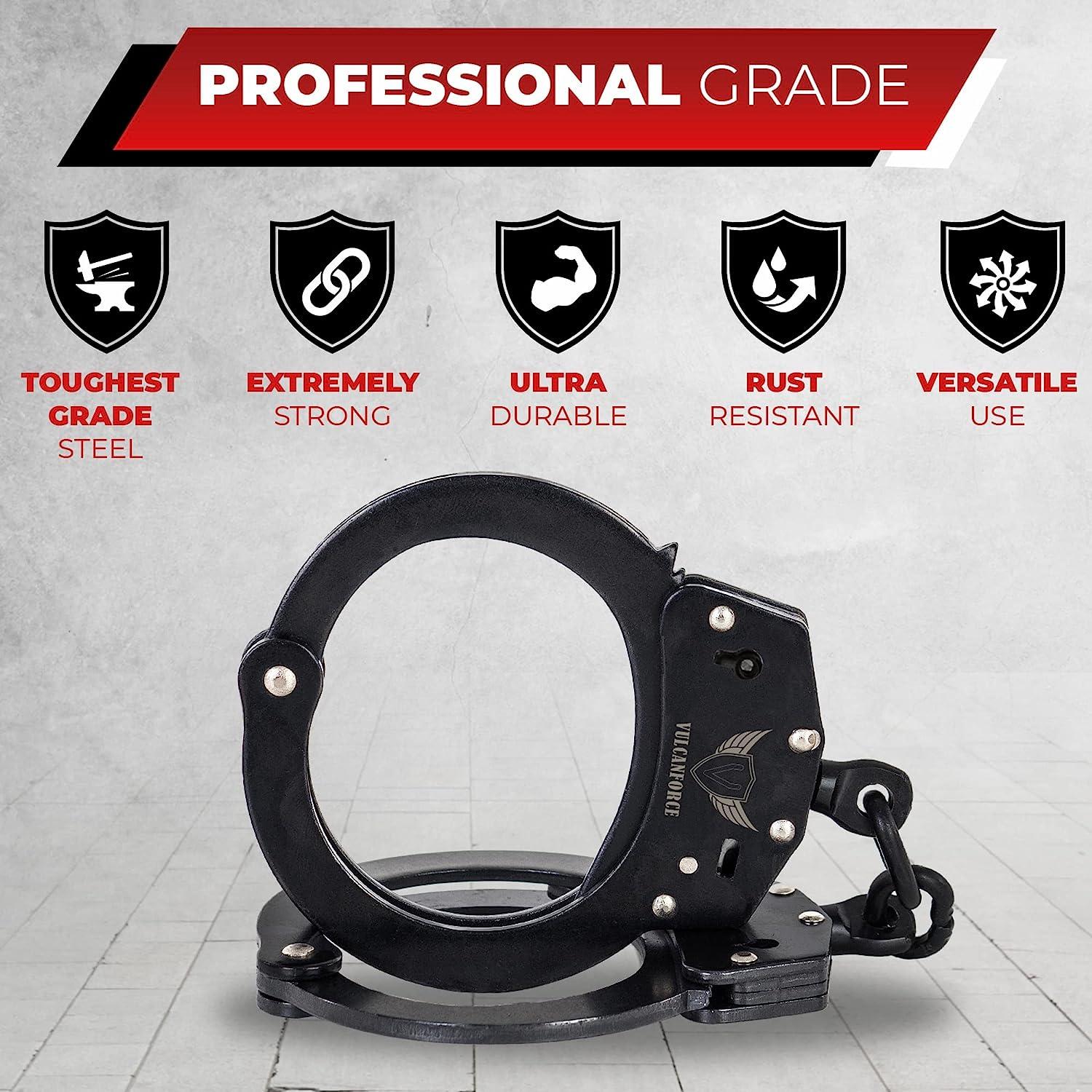 vulcanforce Handcuffs Law Enforcement - Heavy Duty Steel Chain Hand ...
