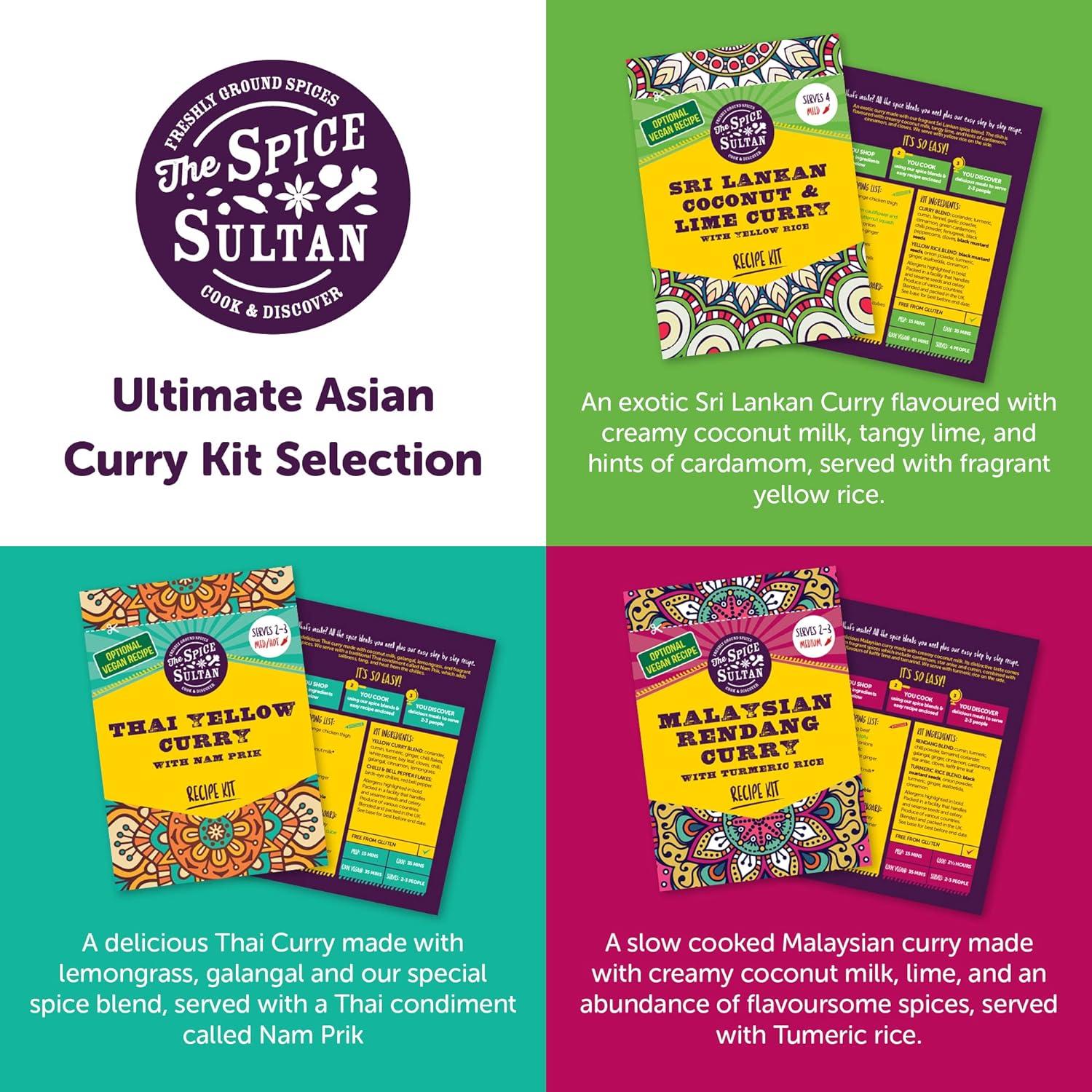 The Spice Sultan Asian Curry Kits Selection Box (3 Kits) - Thai Yellow ...