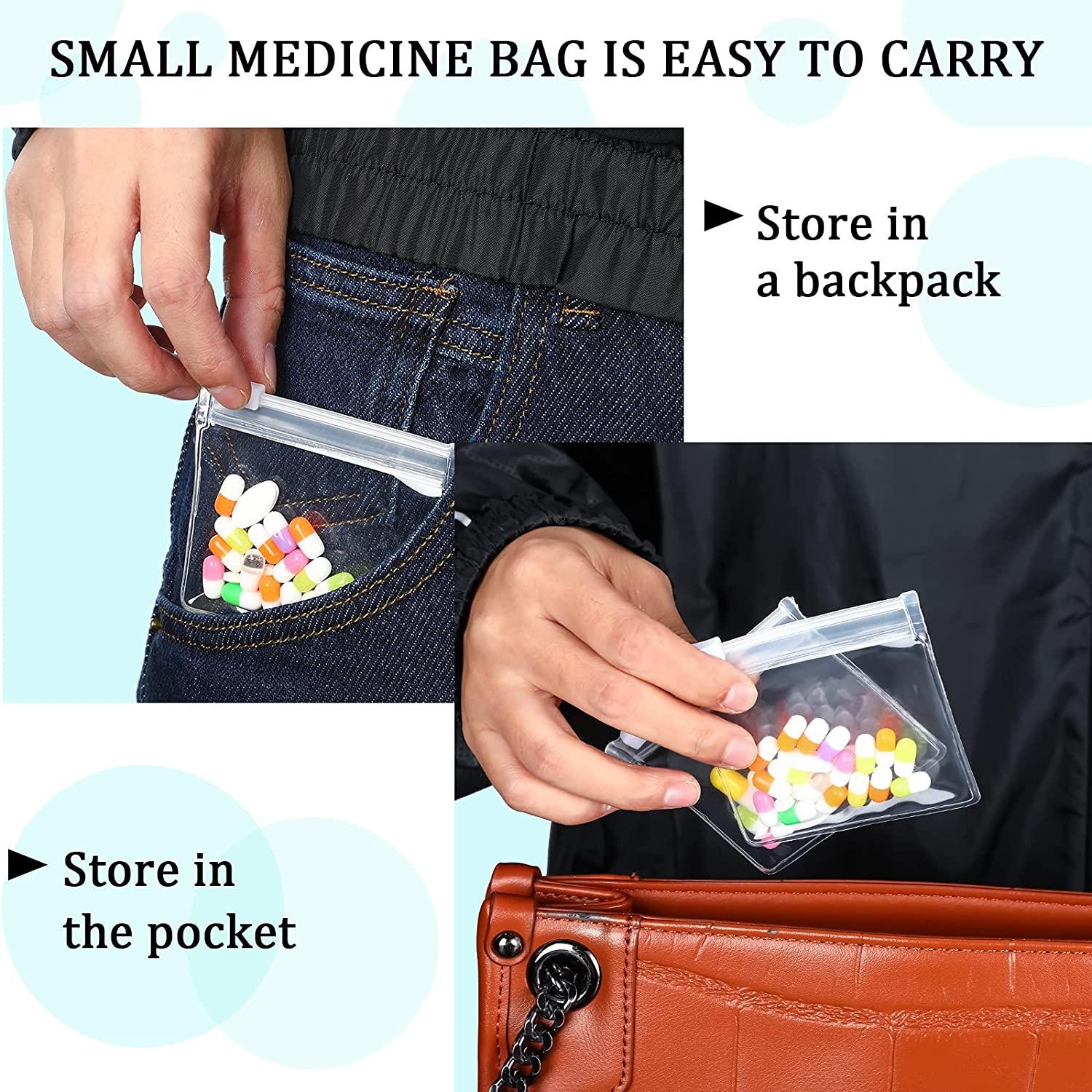 Reusable Zippered Pill Pouch Set - 12 Clear Plastic Bags with Slide ...