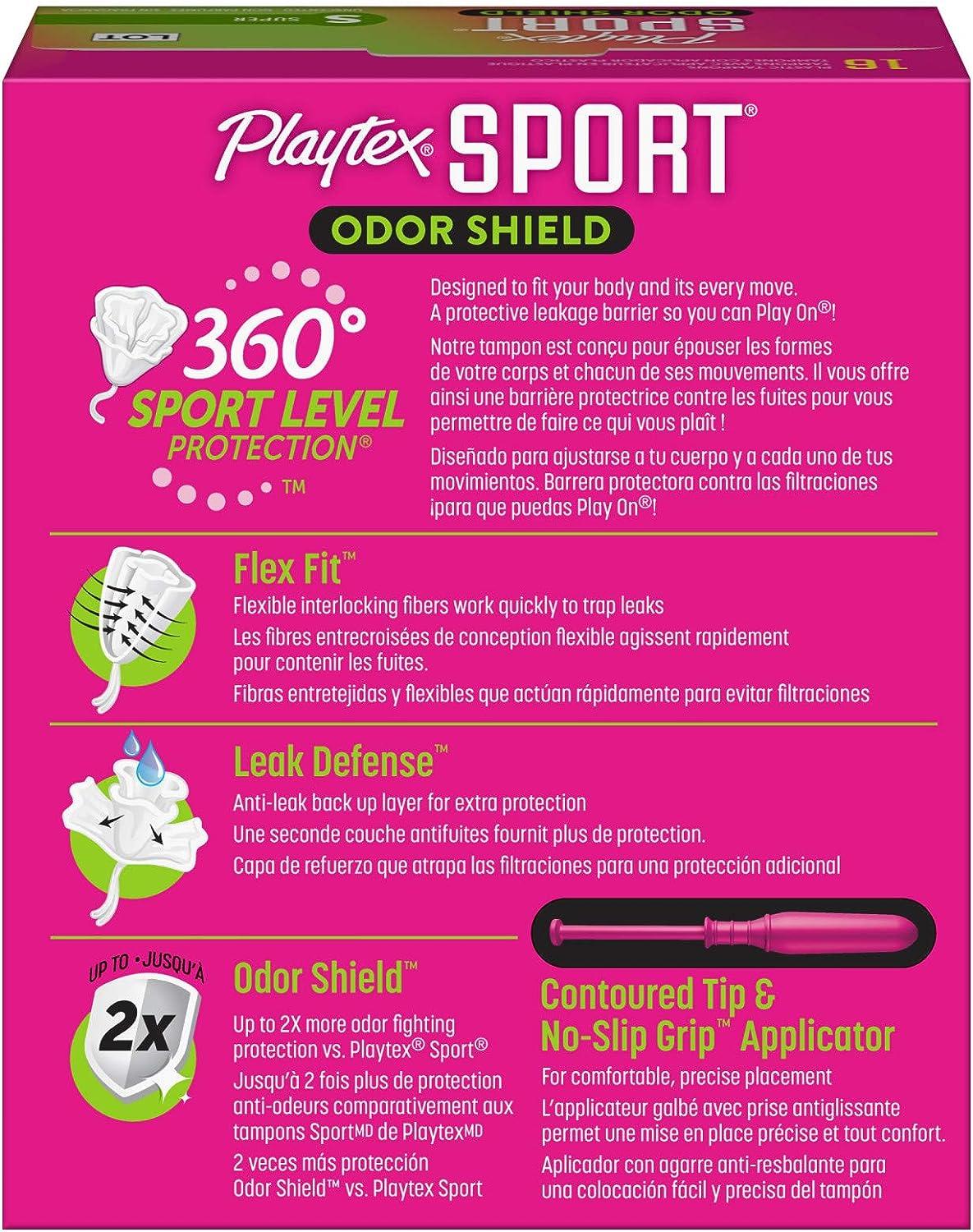 Playtex Sport Odor Shield Tampons Super Absorbency Unscented - 16ct ...