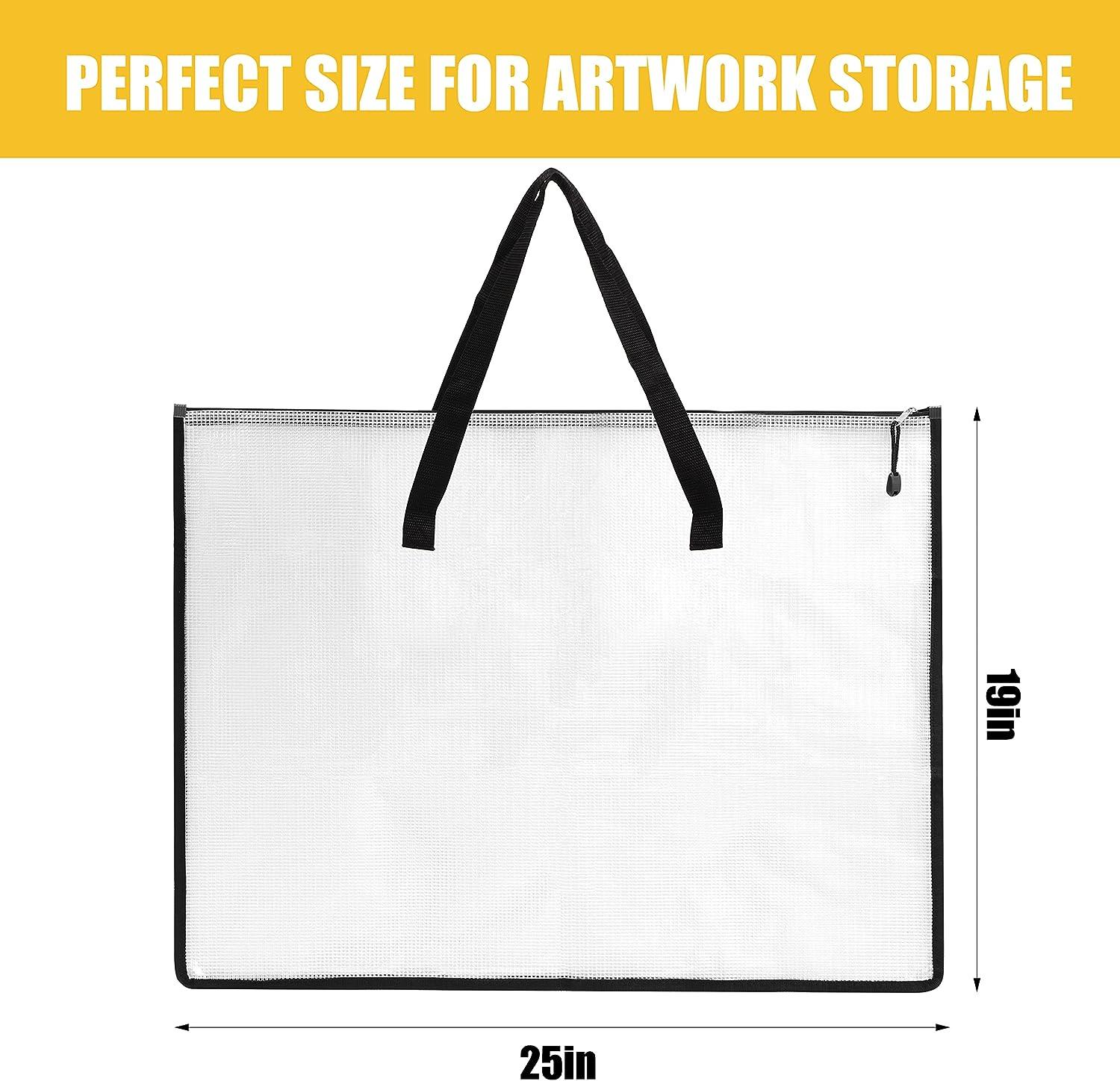 EOOUT 4pcs Art Portfolio Bags - 19x25 Inches, Zipper Closure, Handle ...