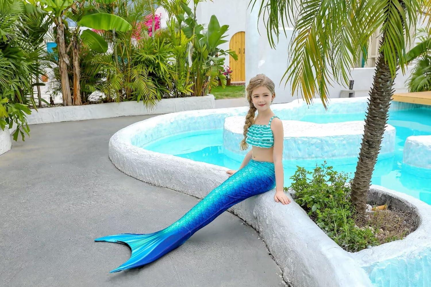 SPEEDEVE Mermaid Tail for Swimming Girls - Mermaid Fin & Bikini Set M10 ...