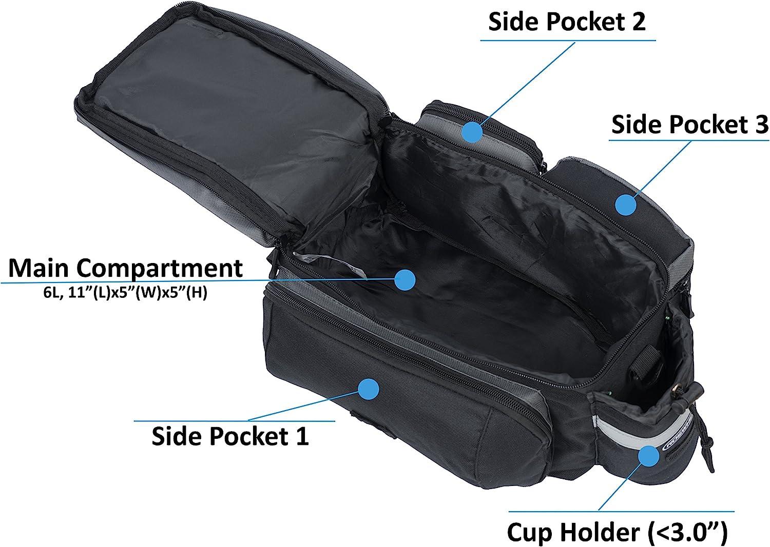 Roswheel 14024 Convertible Bike Rear Rack Seat Pannier Trunk Bag with ...