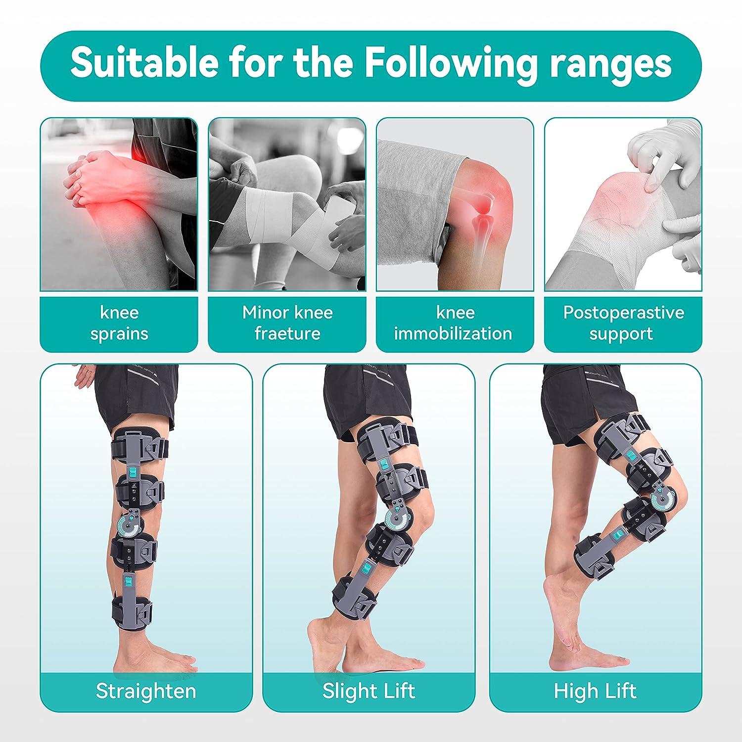 Doukom Hinged Knee Brace - Adjustable Post Op Support for ACL, PCL, MCL ...
