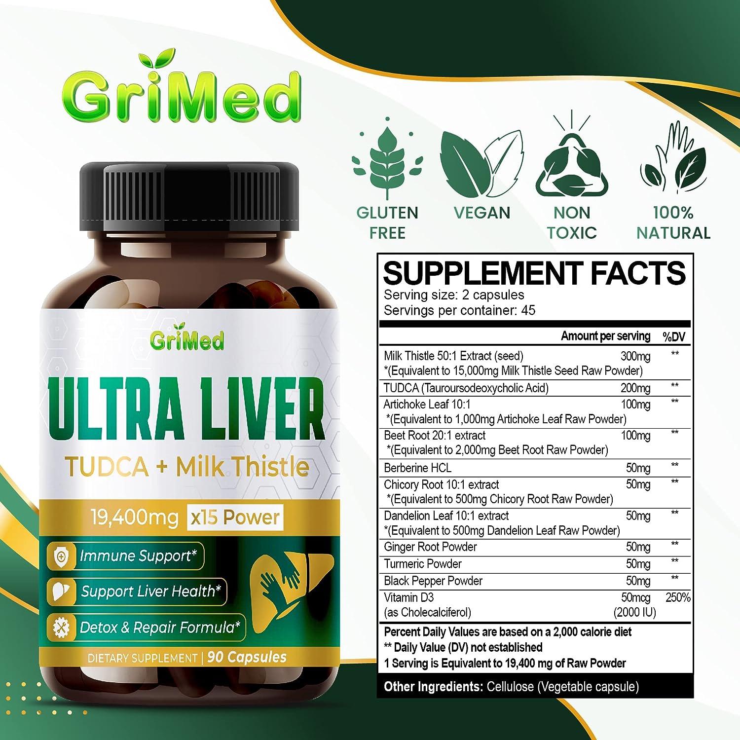 Ultra Liver Support Supplement 19400mg - TUDCA Milk Thistle Blend with ...