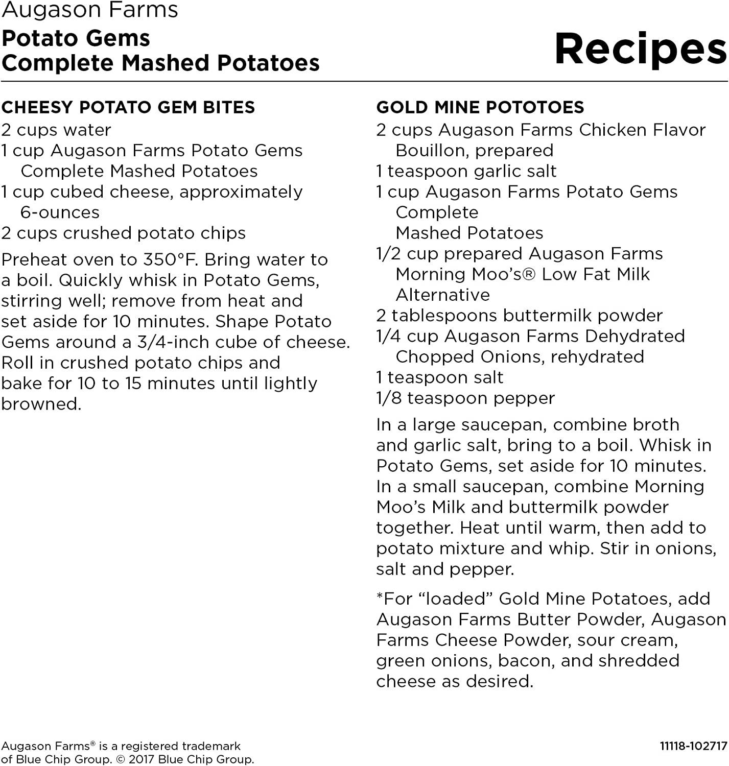 Augason Farms Potato Gems Mashed Potatoes 3 lbs No. 10 Can - Instant ...