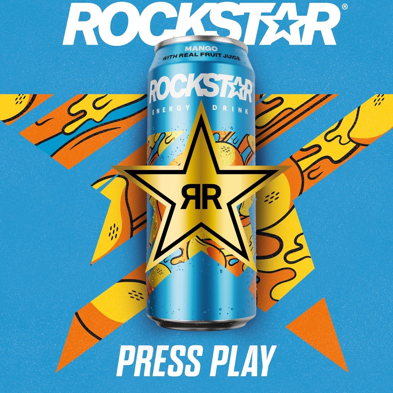 Rockstar Juiced Mango Energy Drink - Non-Alcoholic - 160mg Caffeine ...