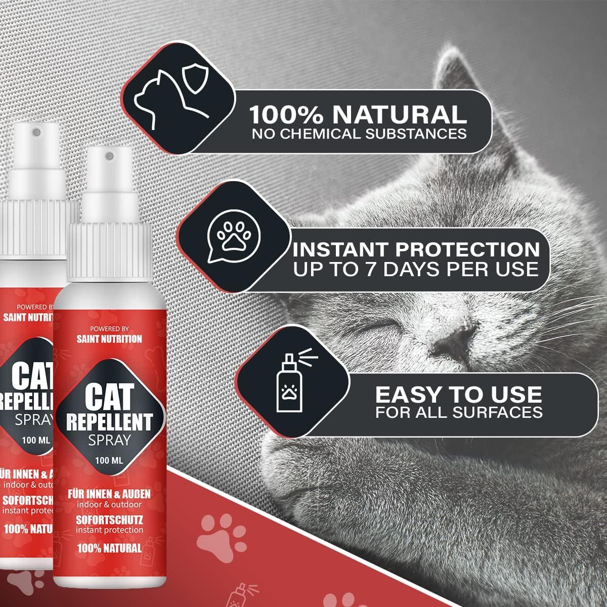 Saint Nutrition Cat Repellent Spray - Indoor/Outdoor Defense Against ...