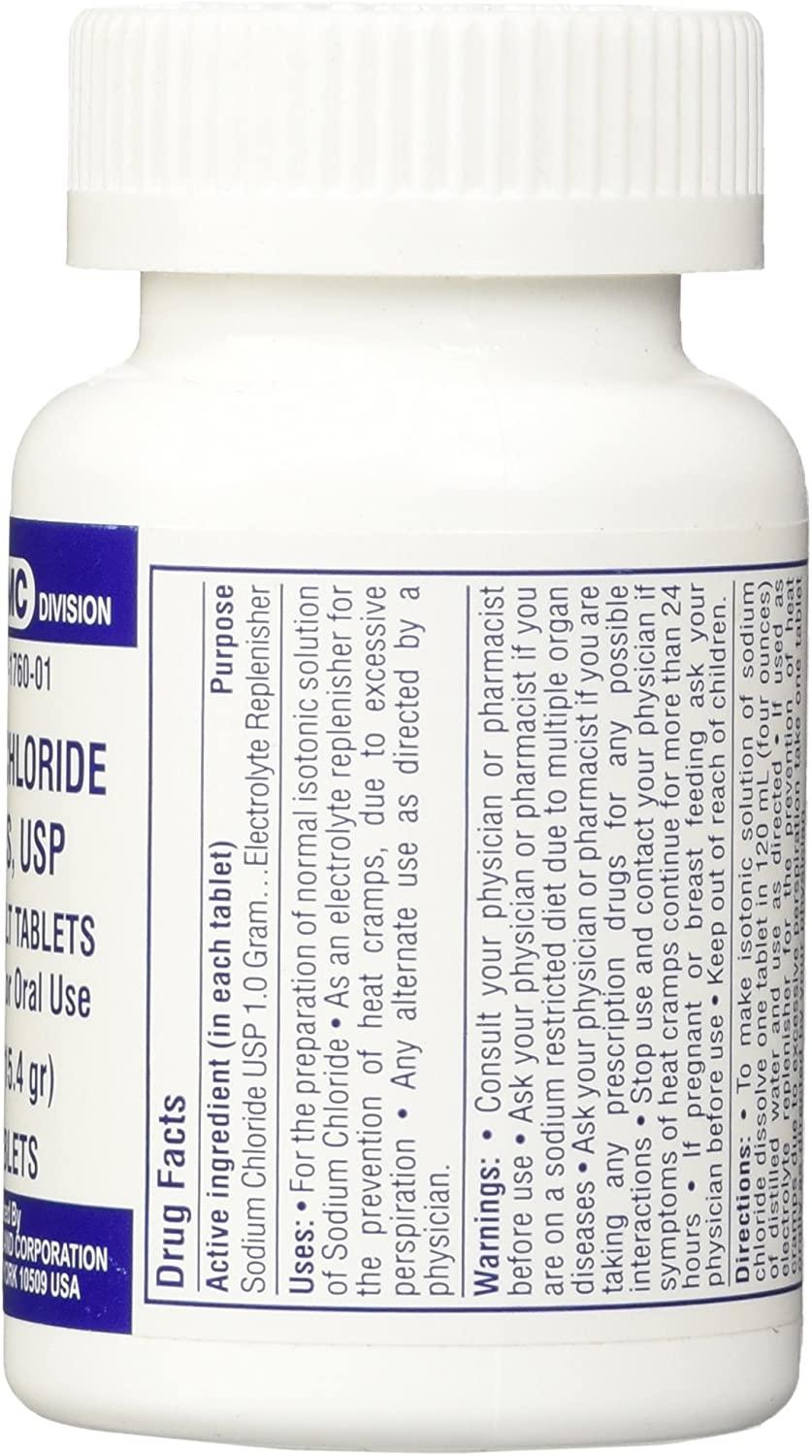 Sodium Chloride Tablets 1 Gm USP - 100 Tablets, Pack of 1 | Normal Salt ...