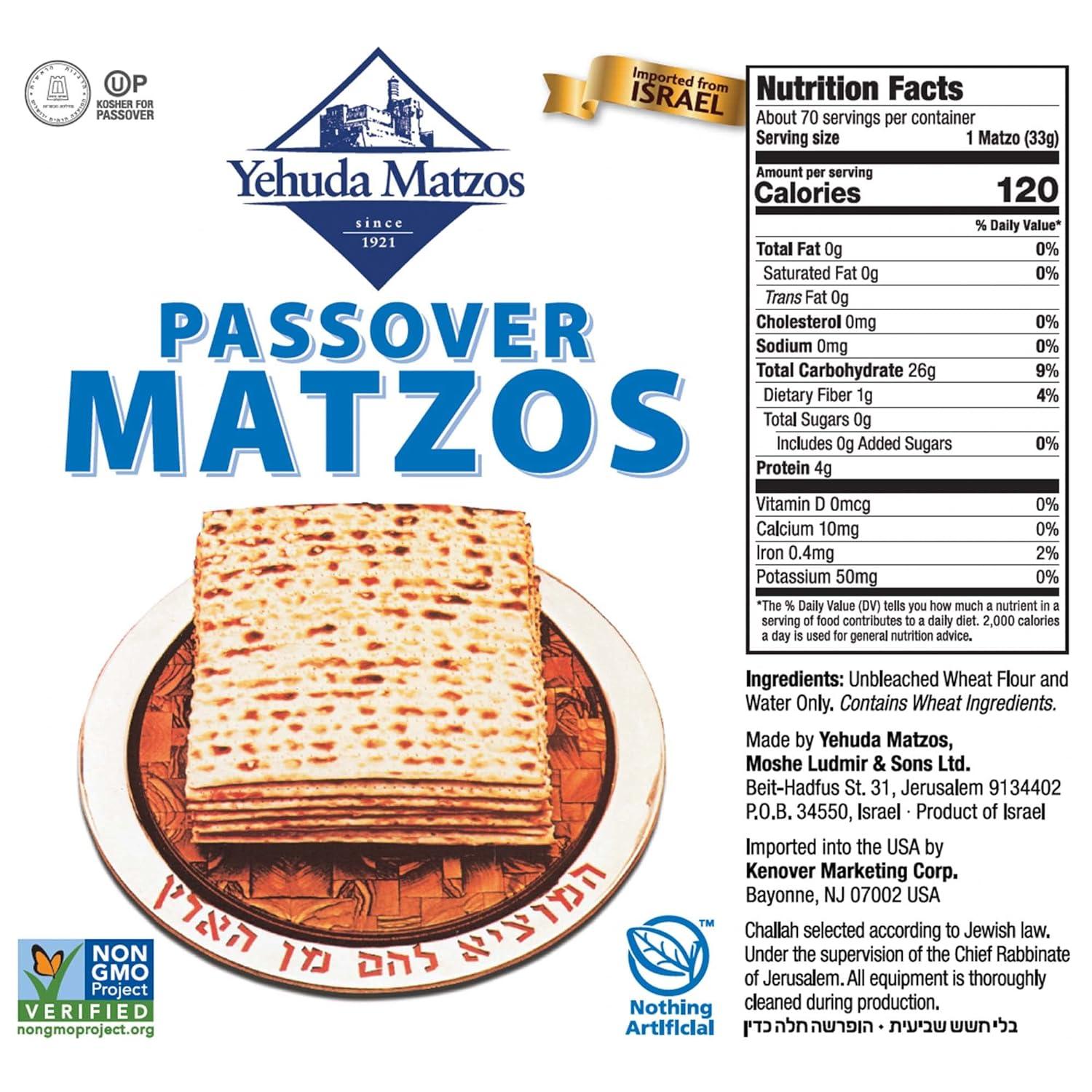 Yehuda Passover 2023 Matzo 1 LB (5 Pack) | Bonus 1 Resealable Stay ...