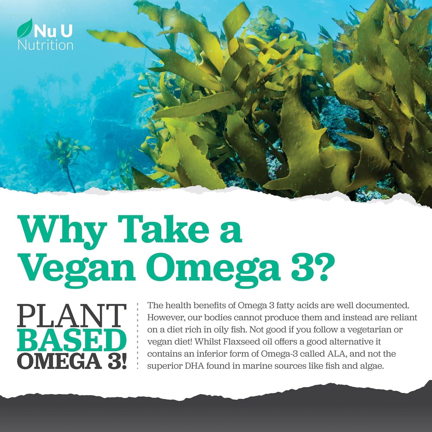 Vegan Omega 3 Algae Oil 1300mg - High Strength DHA - 90 Vegan Softgels ...