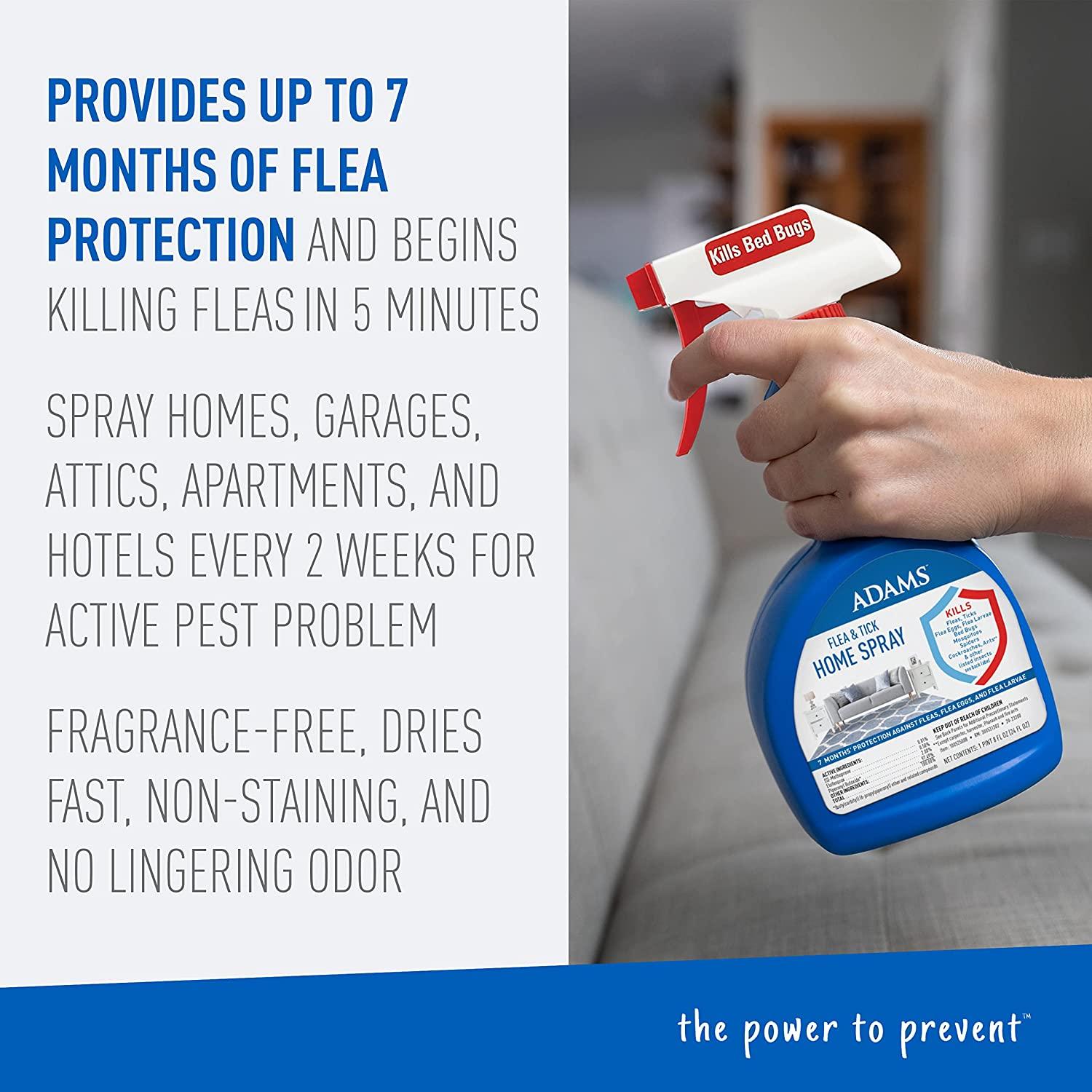 Adams Flea & Tick Home Spray 24 Fl Oz - Kills Fleas, Eggs, Larvae, Bed ...