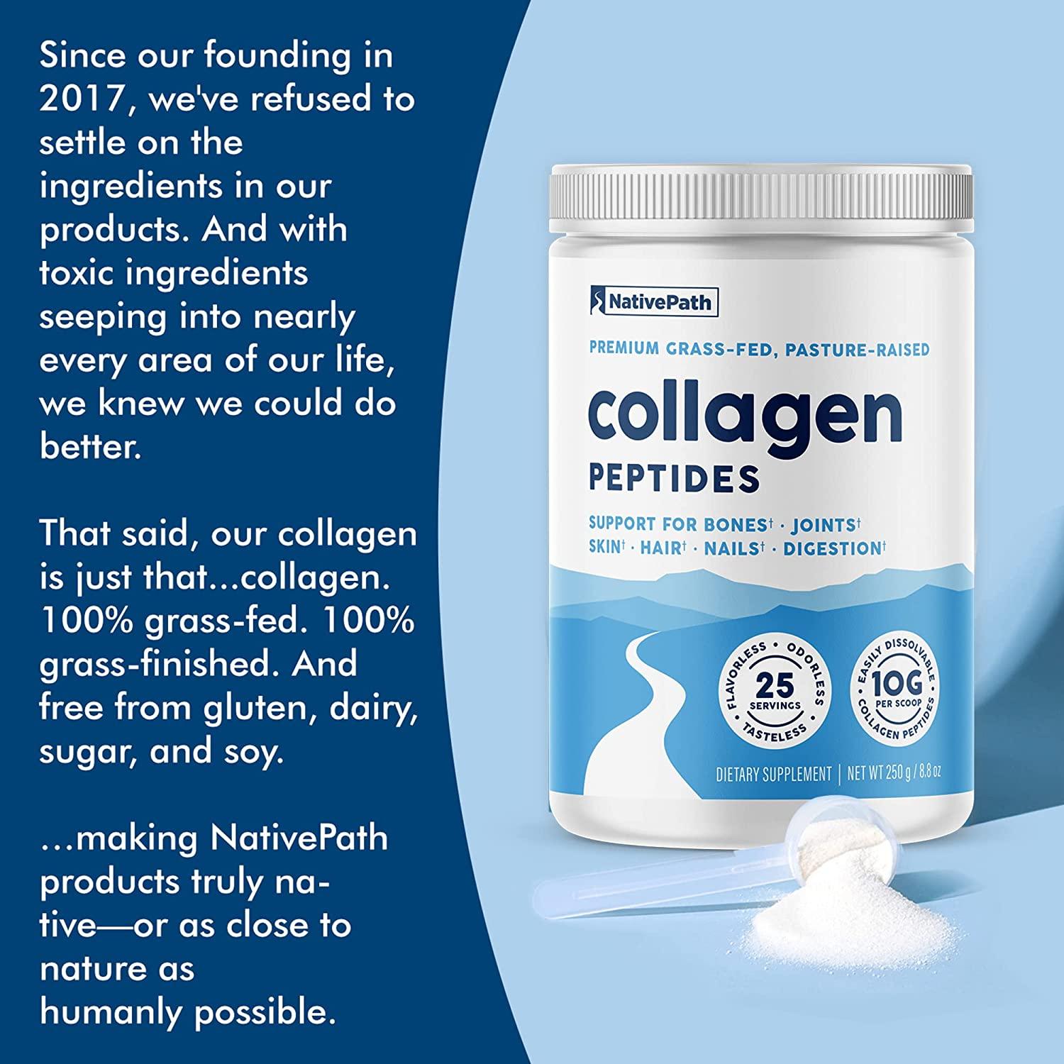 NativePath Collagen Peptides Protein Powder for Skin, Hair, Nails - 8.8 ...