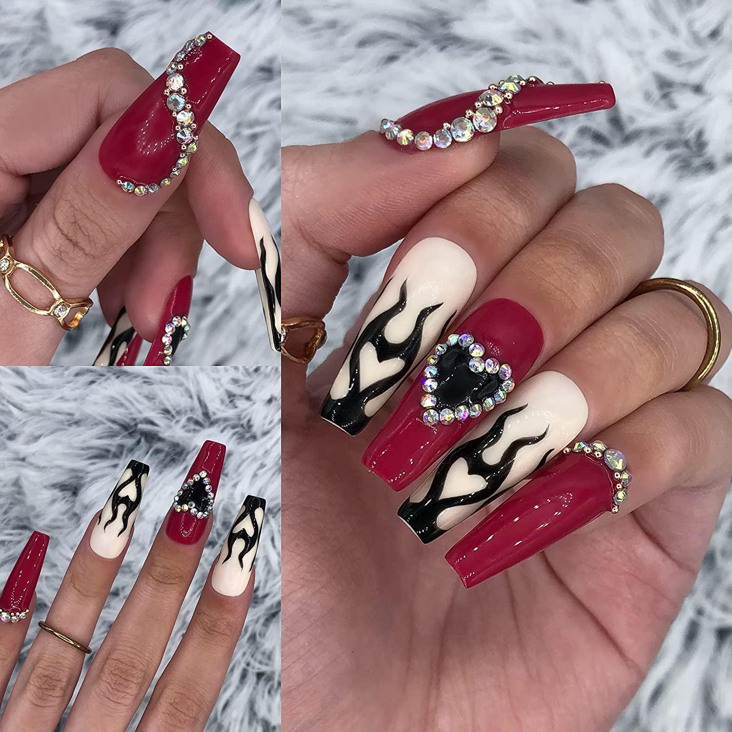 Red And Black Acrylic Nails