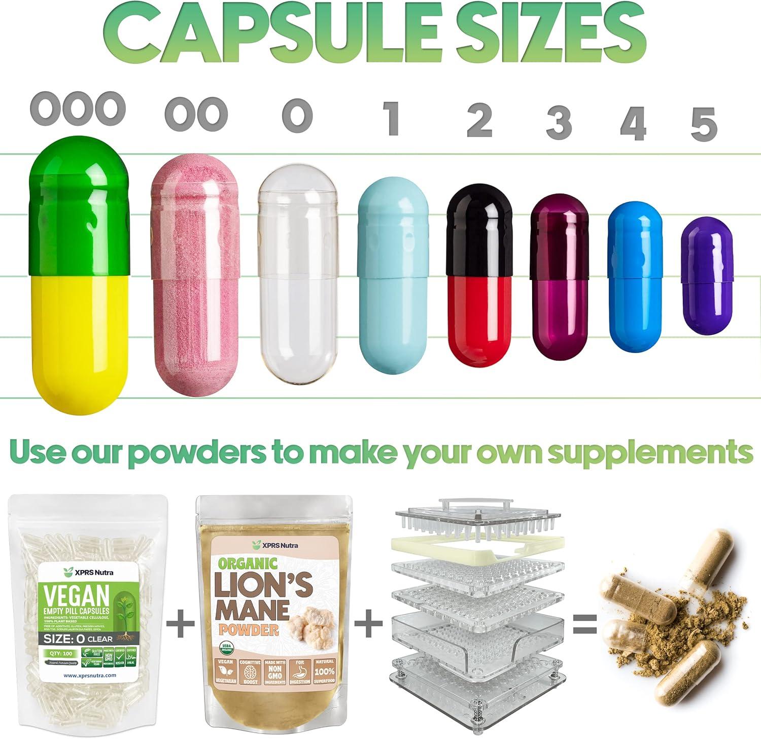 XPRS Nutra Size 00 Empty Capsules - 1000 Count Empty Gelatin Capsules ...