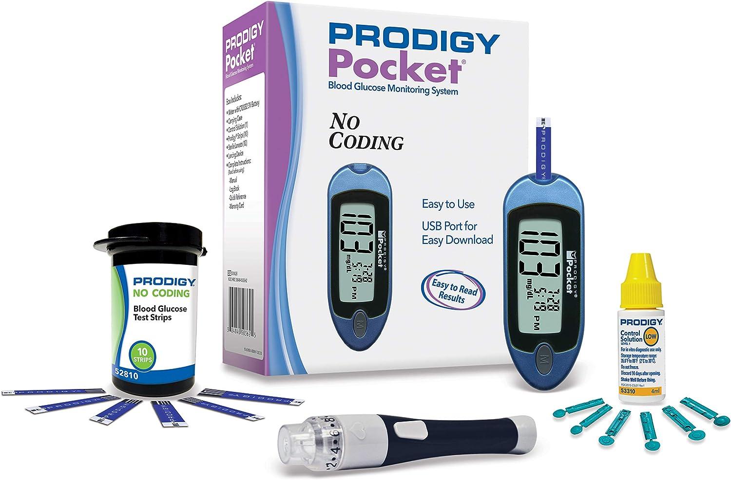 Prodigy Pocket Blood Glucose Monitoring System - Complete Kit for ...