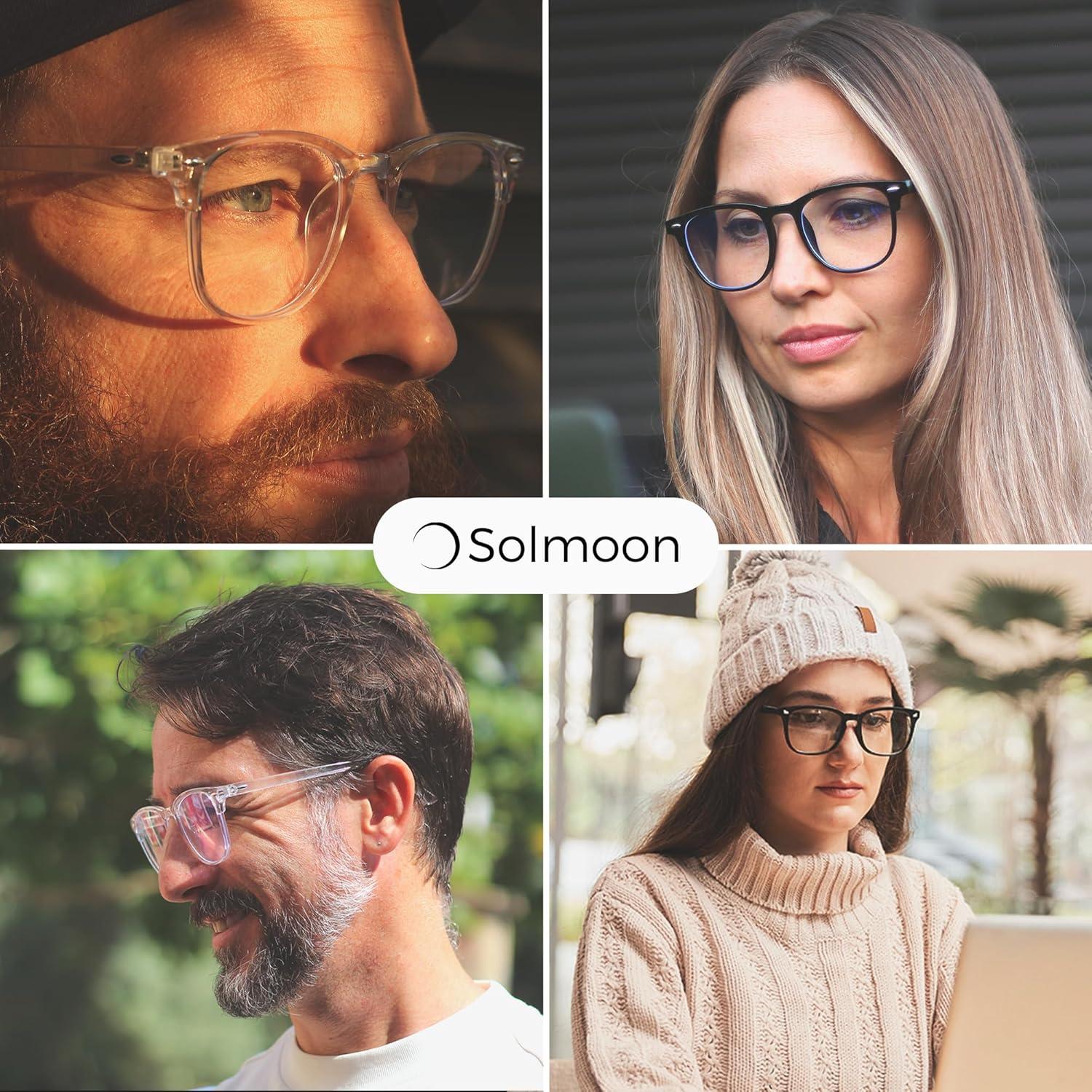 Buy Solmoon Blue Light Filter Glasses for Men & Women - Premium Round Transparent Computer ...