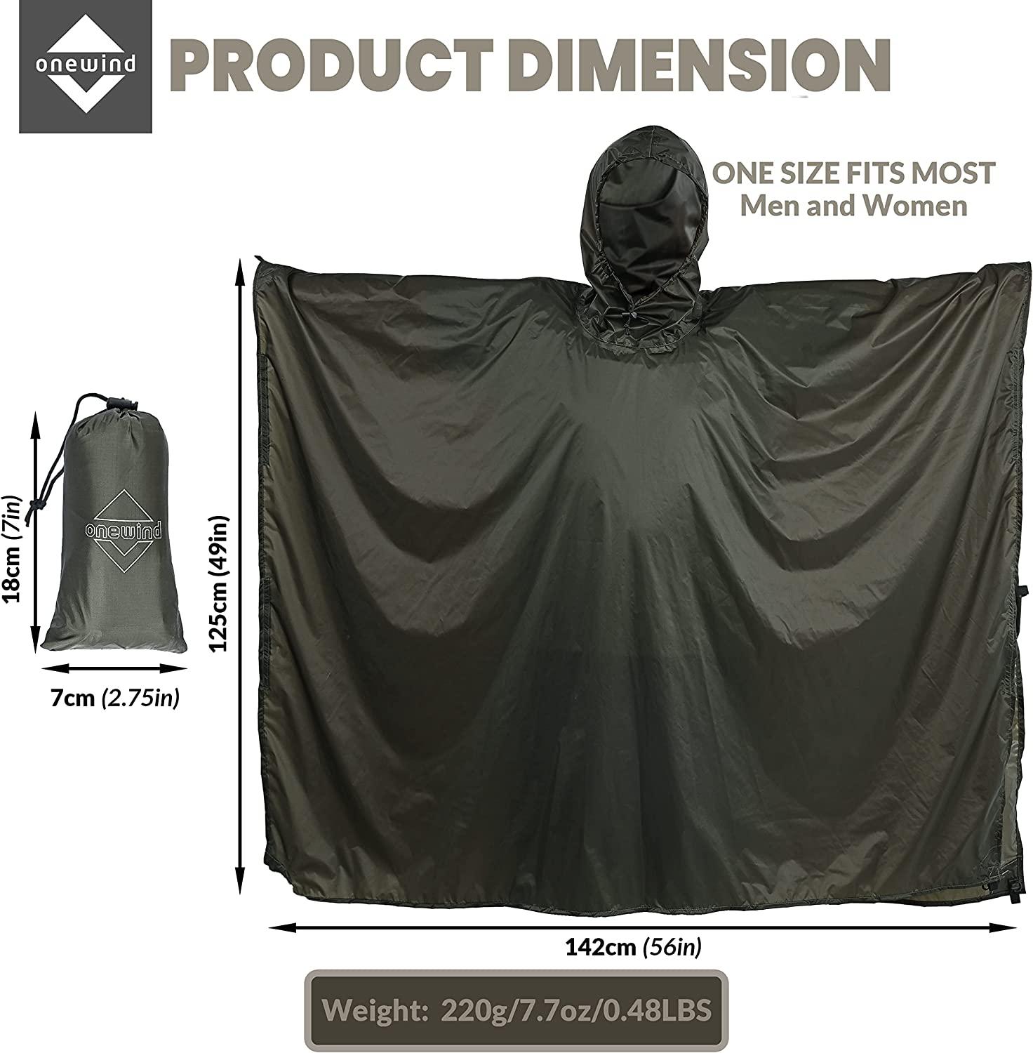 Onewind Ultralight Silnylon Poncho Tarp Shelter Rain Jacket Hood Olive ...