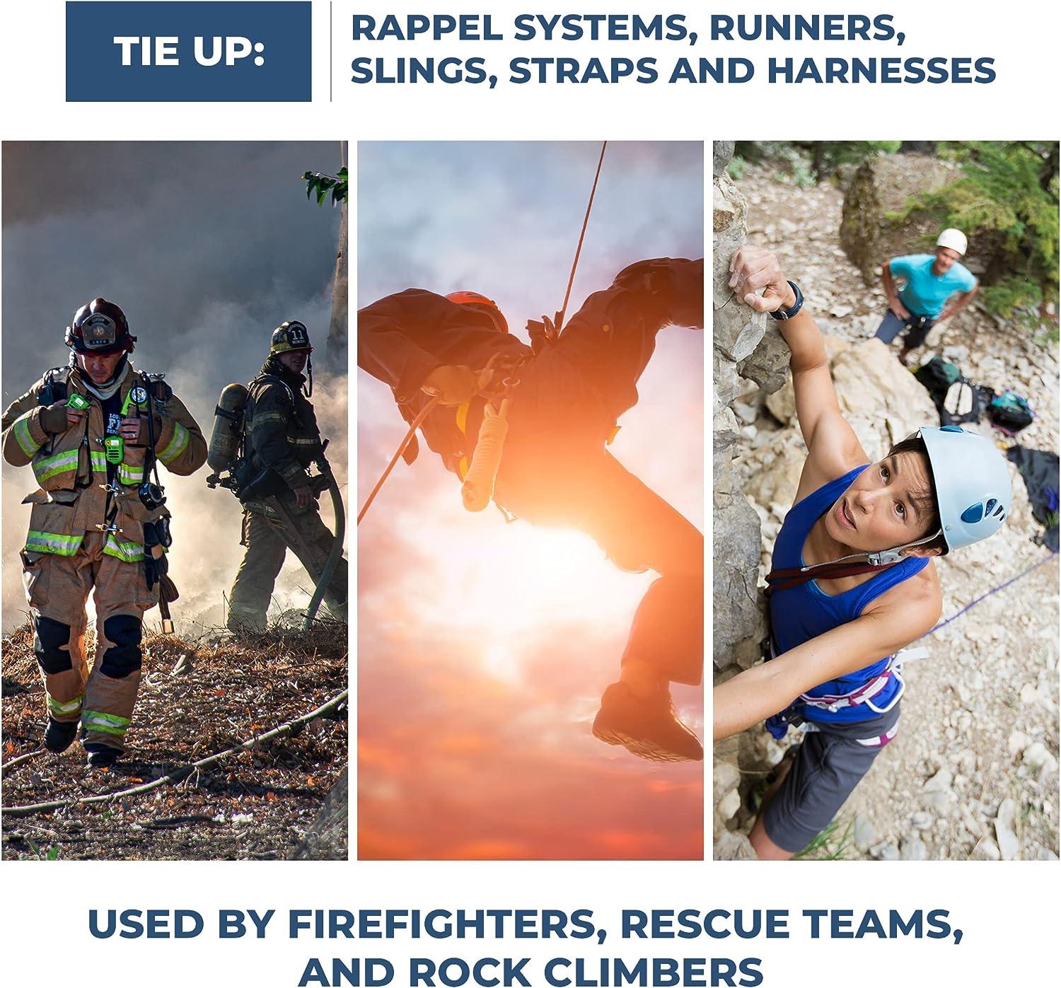 Rock-N-Rescue 20-Foot Webbing and Carabiner Combo - Heavy-Duty Nylon ...